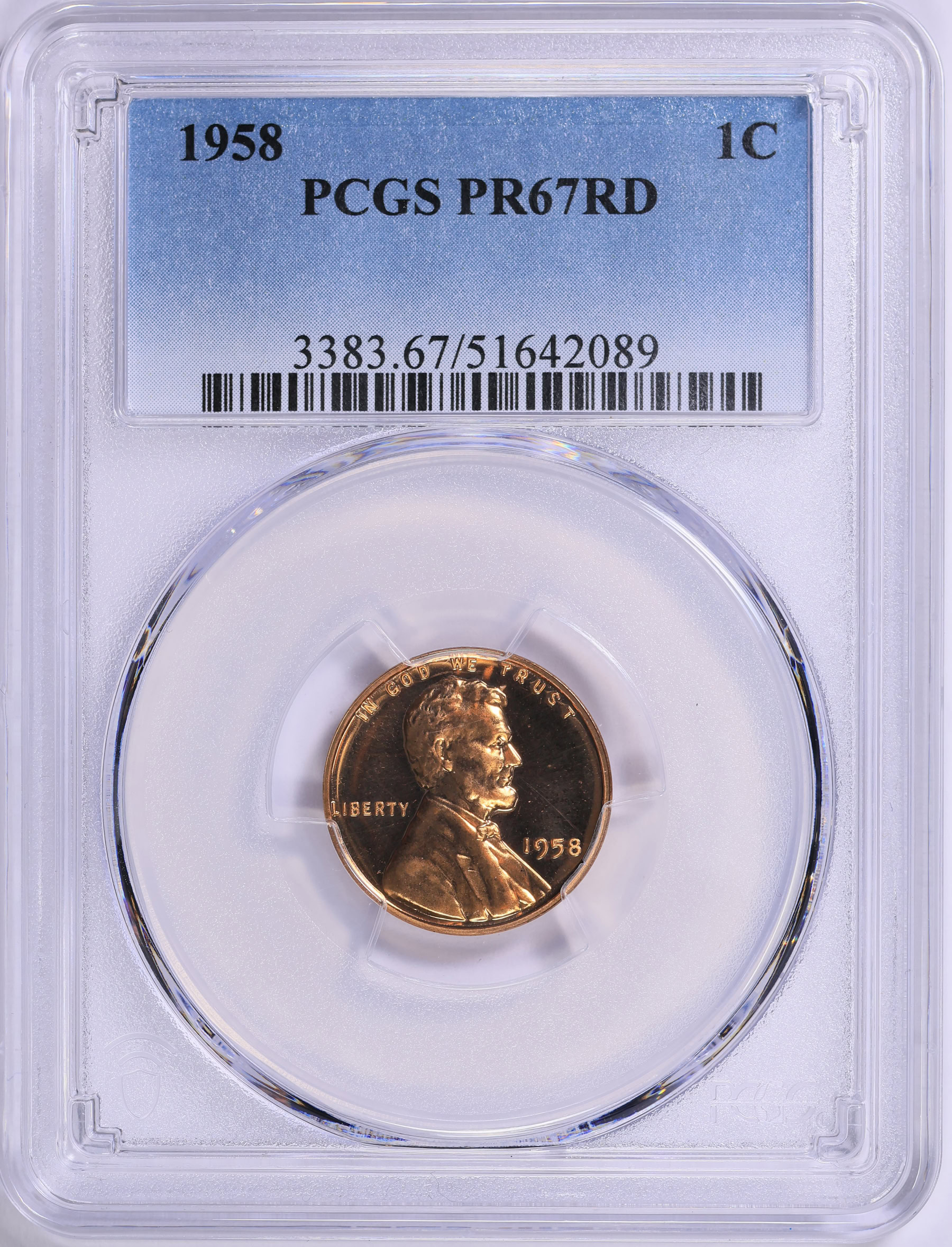 1958 Lincoln Cent PCGS Proof-67 RD (Item 1787538) | GreatCollections Coin Auctions