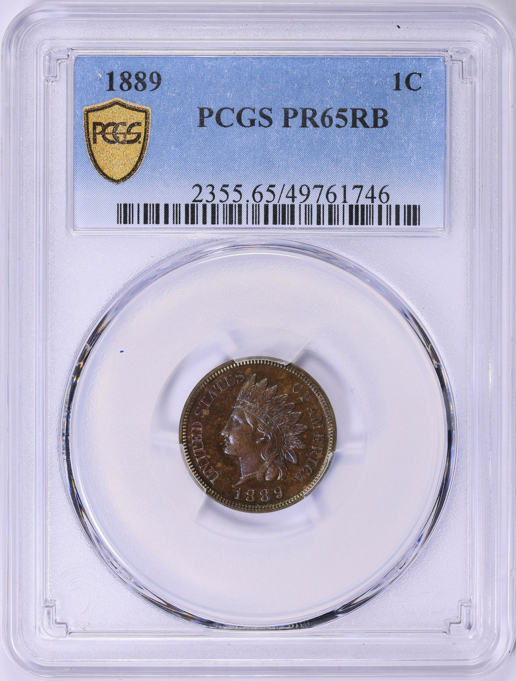 1889 Indian Cent PCGS Proof-65 RB (Toned) (Item 1787574) | GreatCollections Coin Auctions