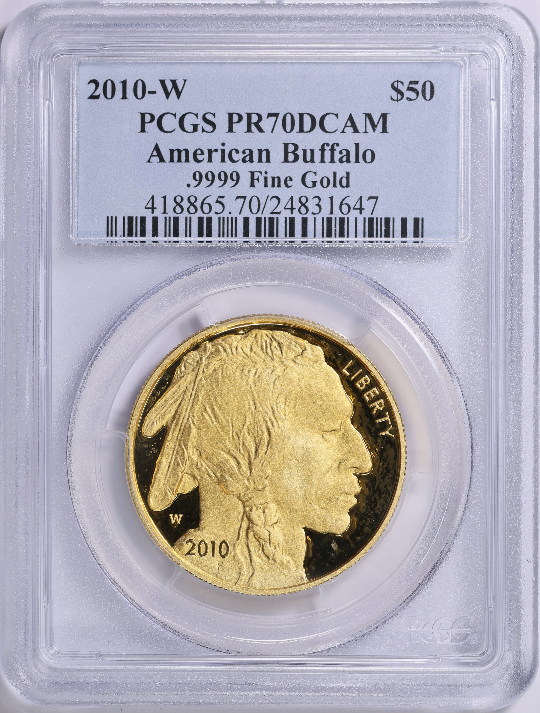 2010-W $50 One-Ounce Gold American Buffalo PCGS Proof-70 DCAM (Item 1787596) | GreatCollections ...