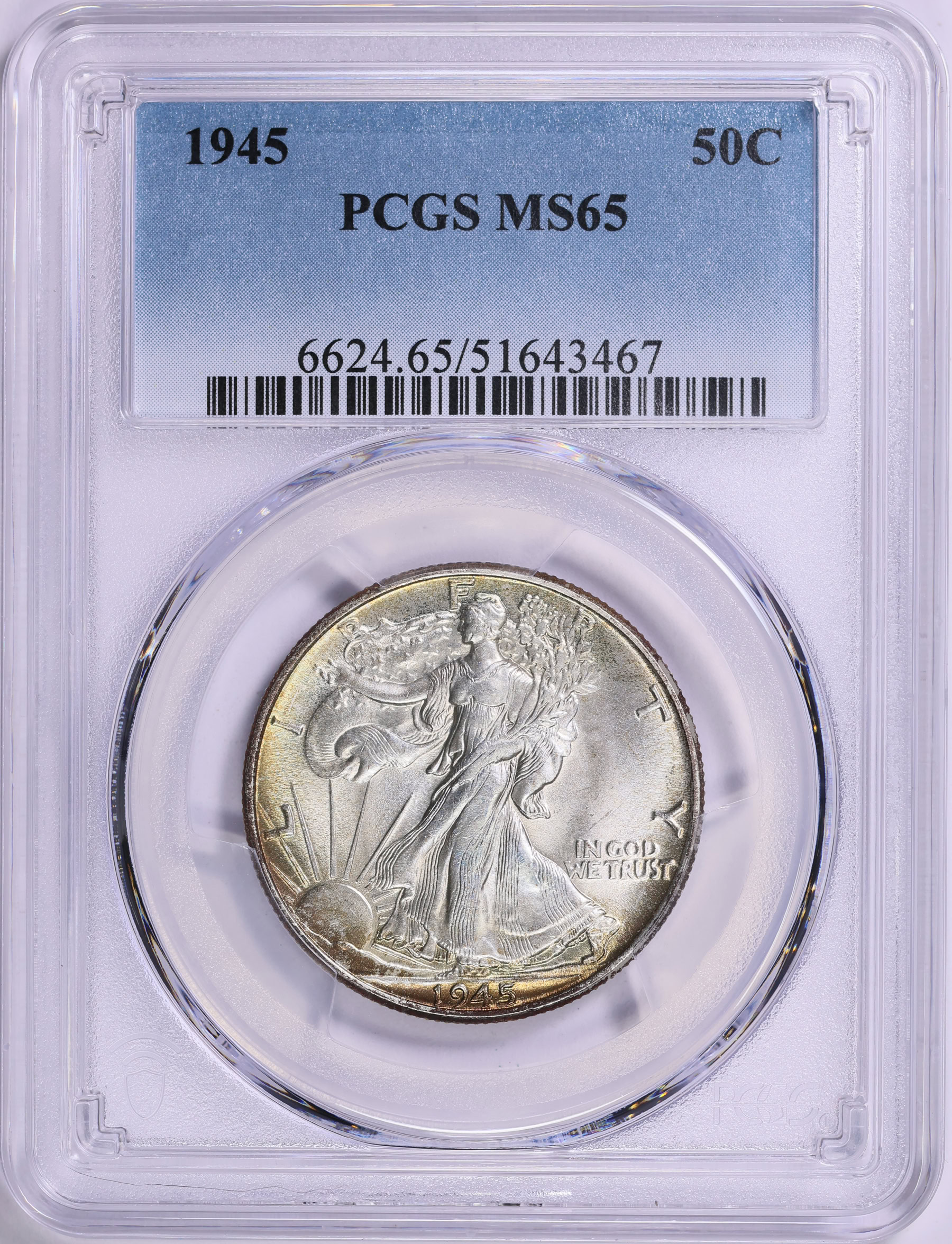 1945 Walking Liberty Half Dollar PCGS MS-65 (Item 1787621) | GreatCollections Coin Auctions