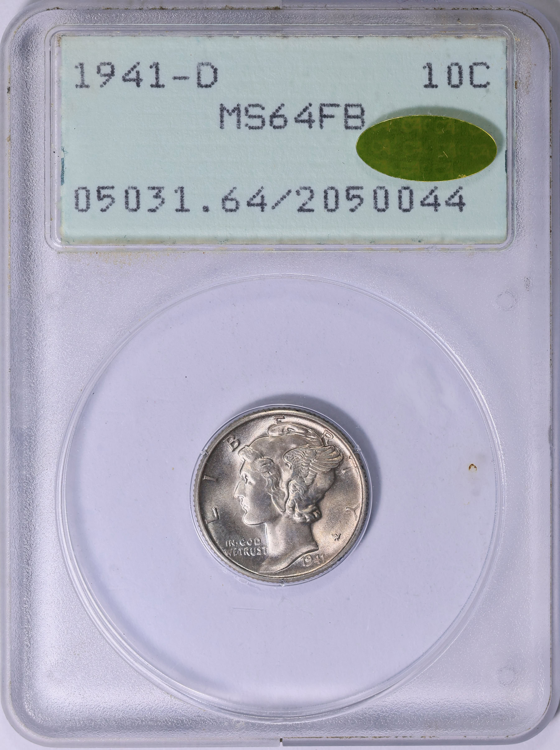 1941-D Mercury Dime PCGS MS-64 FB (CAC Gold) OGH (1st Gen) (Item 1787749) | GreatCollections ...