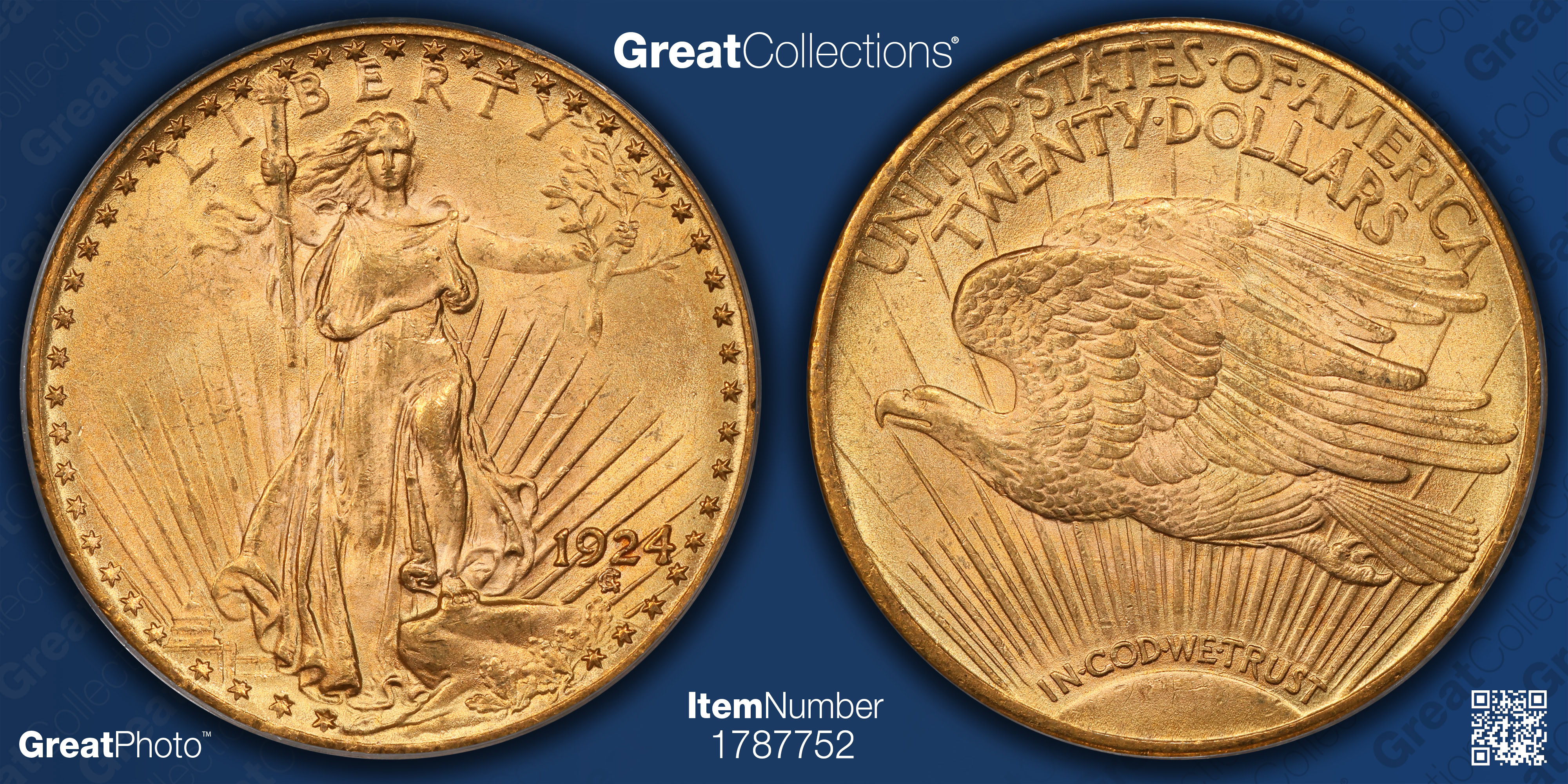 1924 Saint-Gaudens Gold Double Eagle PCGS MS-63 (CAC Gold) OGH (Doily ...
