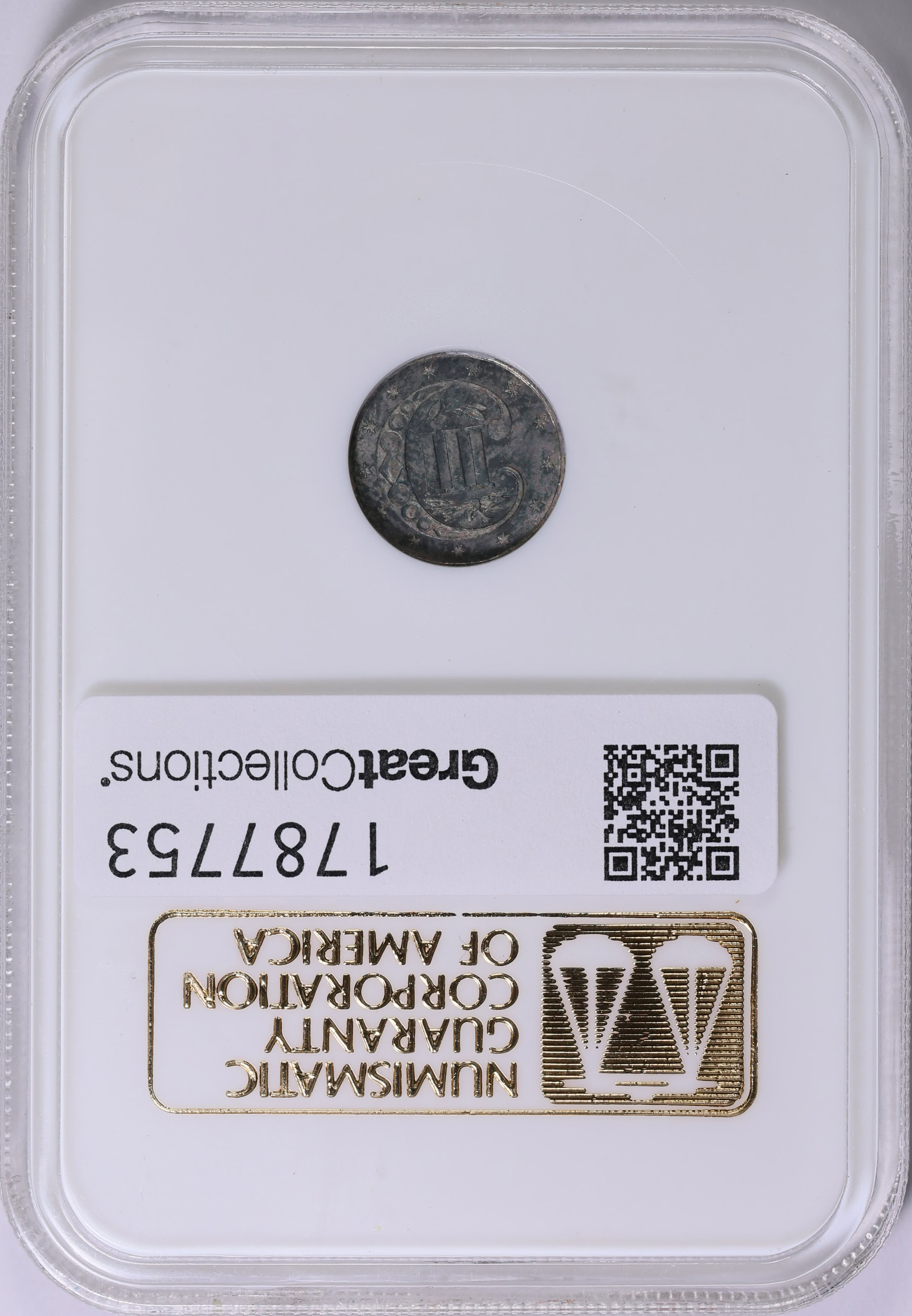 1859 Silver Three-Cent Piece NGC MS-63 (CAC Green) OH (Early White ...