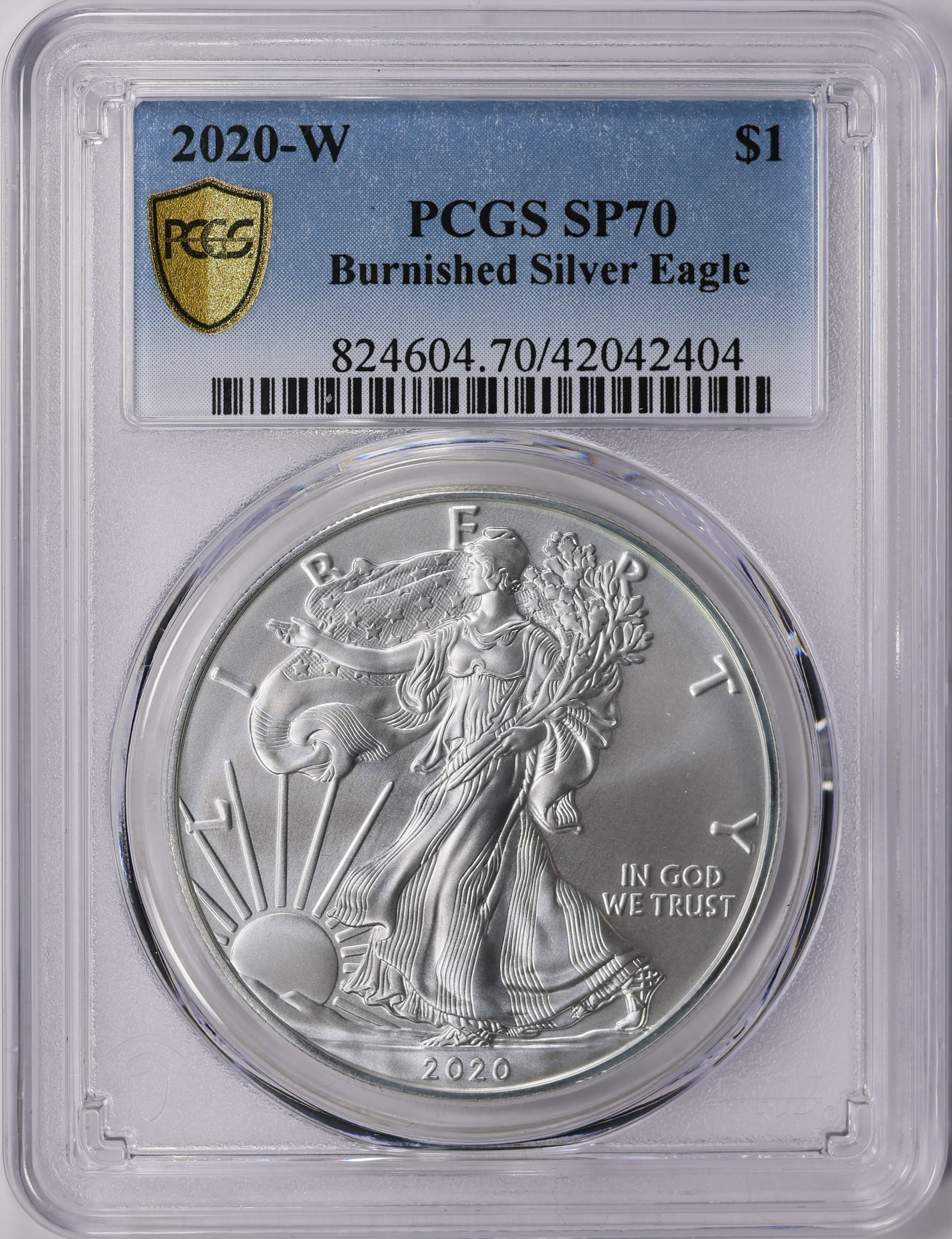 2020-W $1 Silver Eagle Burnished PCGS SP-70 (Item 1787759) | GreatCollections Coin Auctions
