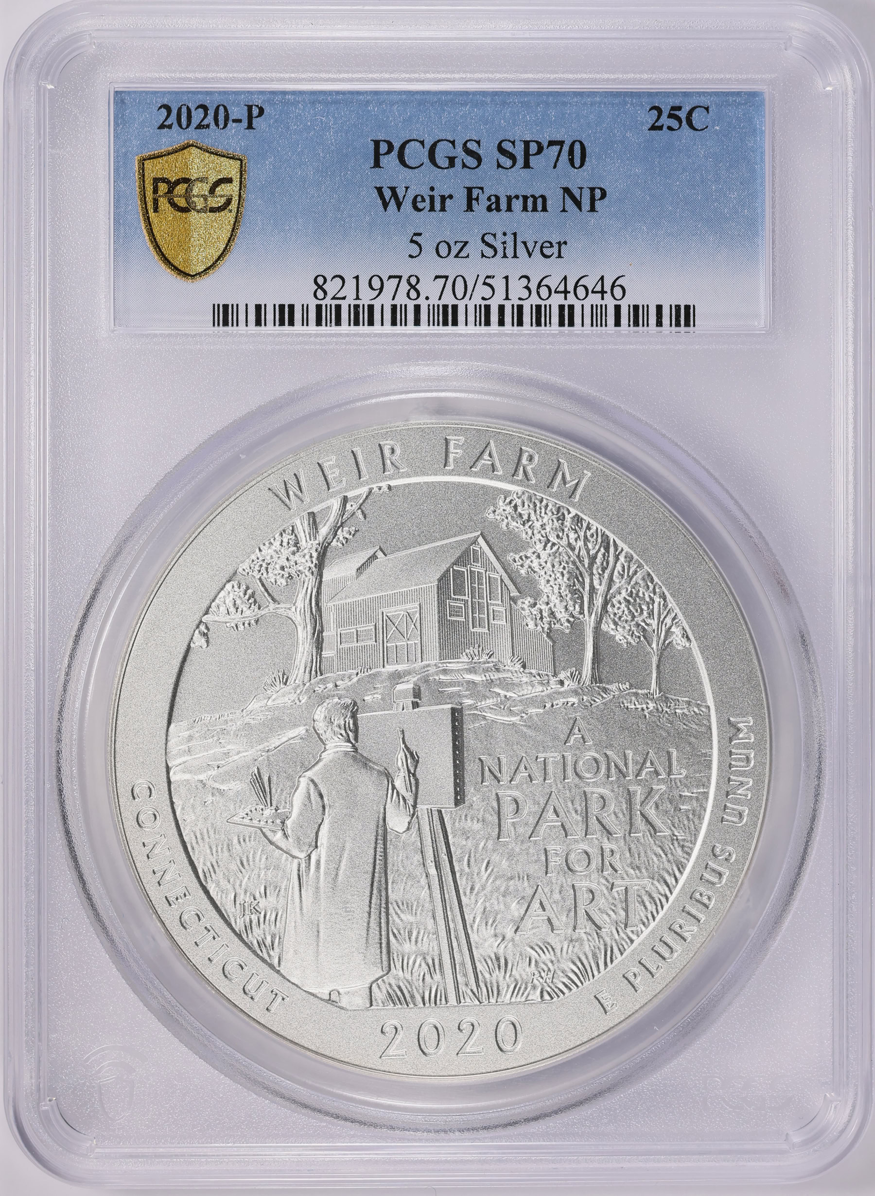 2020-P America the Beautiful 5 oz. Silver Quarter Weir Farm NP PCGS SP ...