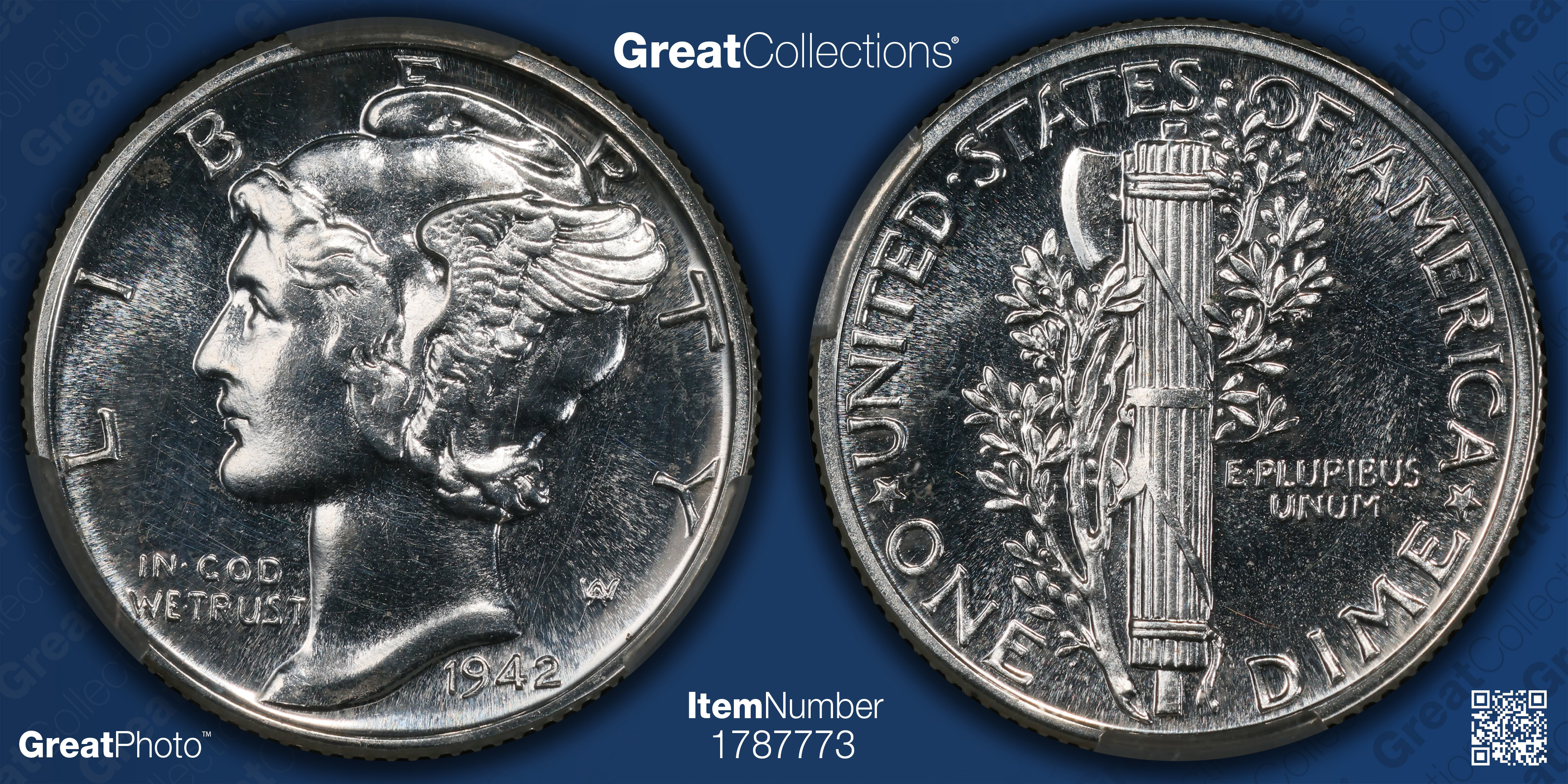 1942 Mercury Dime CACG Proof-62 (Item 1787773) | GreatCollections Coin ...