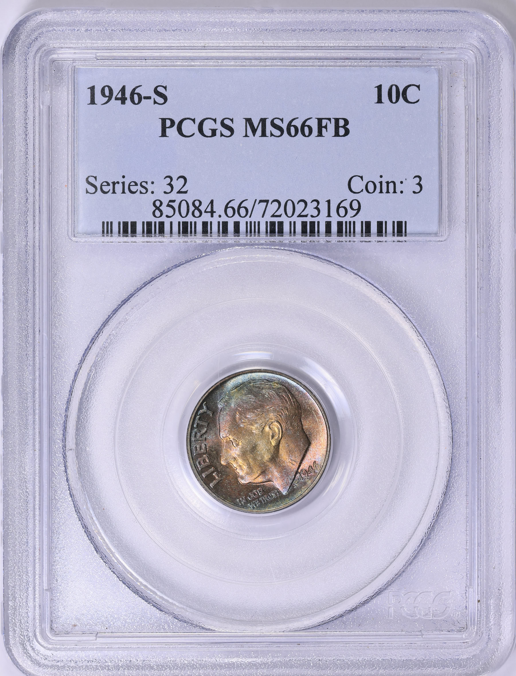 1946-S Roosevelt Dime PCGS MS-66 FB (Toned) (Item 1787838) | GreatCollections Coin Auctions
