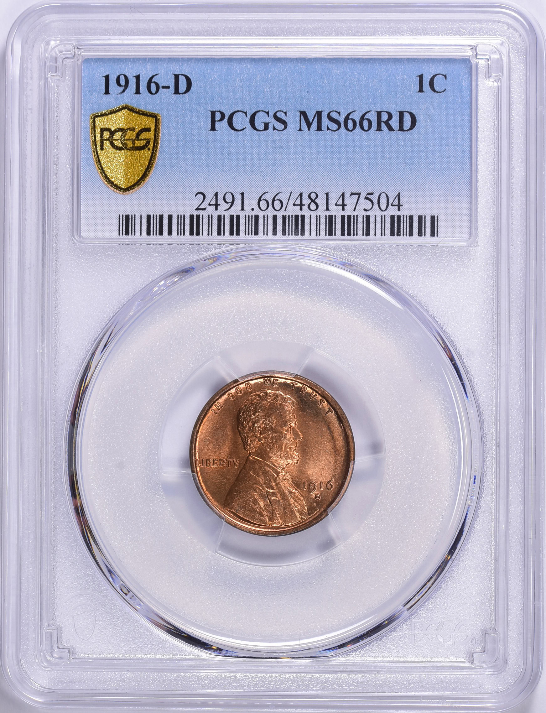 1916-D Lincoln Cent PCGS MS-66 RD (Item 1787859) | GreatCollections Coin Auctions