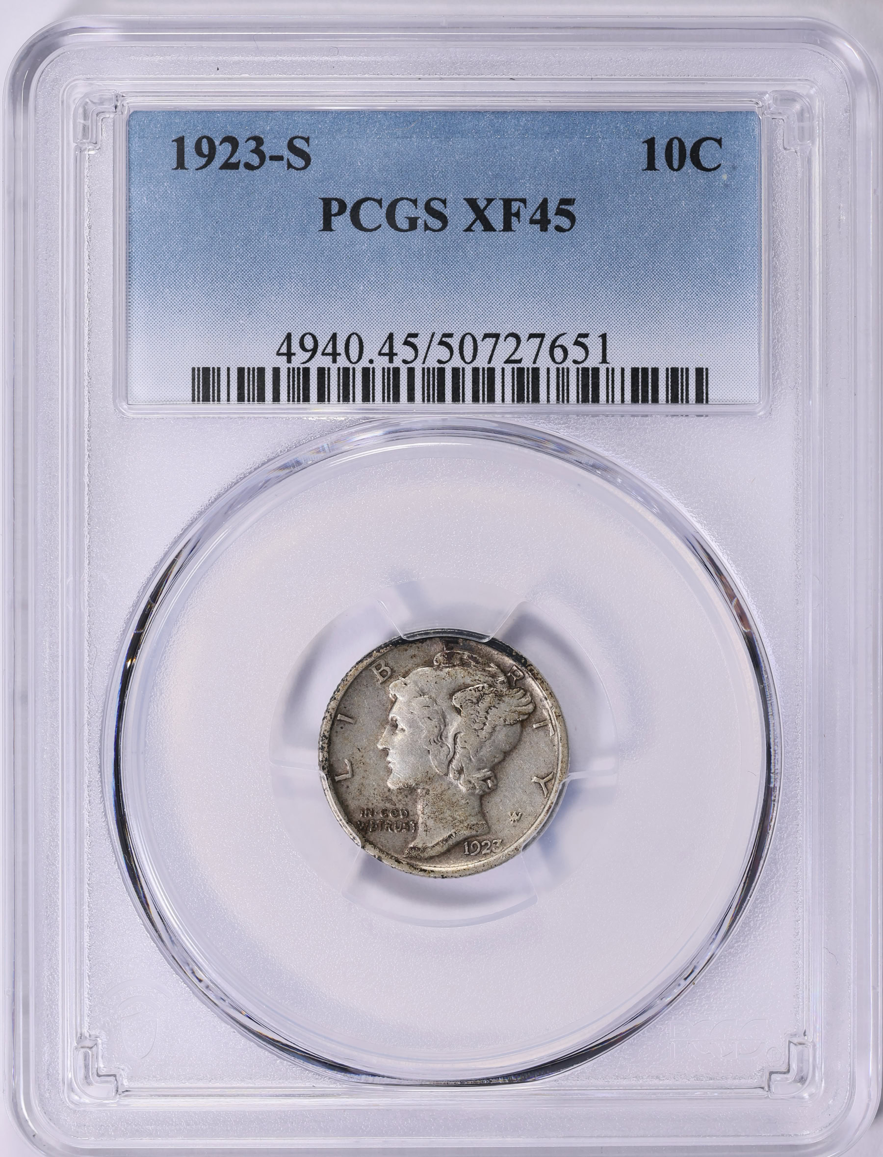 1923-S Mercury Dime PCGS XF-45 (Item 1787873) | GreatCollections Coin ...