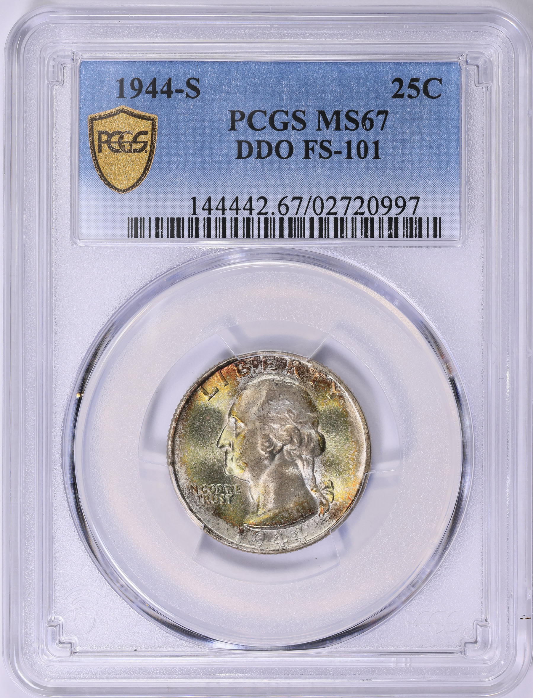 1944-S Washington Quarter Doubled Die Obverse FS-101 PCGS MS-67 (Toned) (Item 1787884 ...