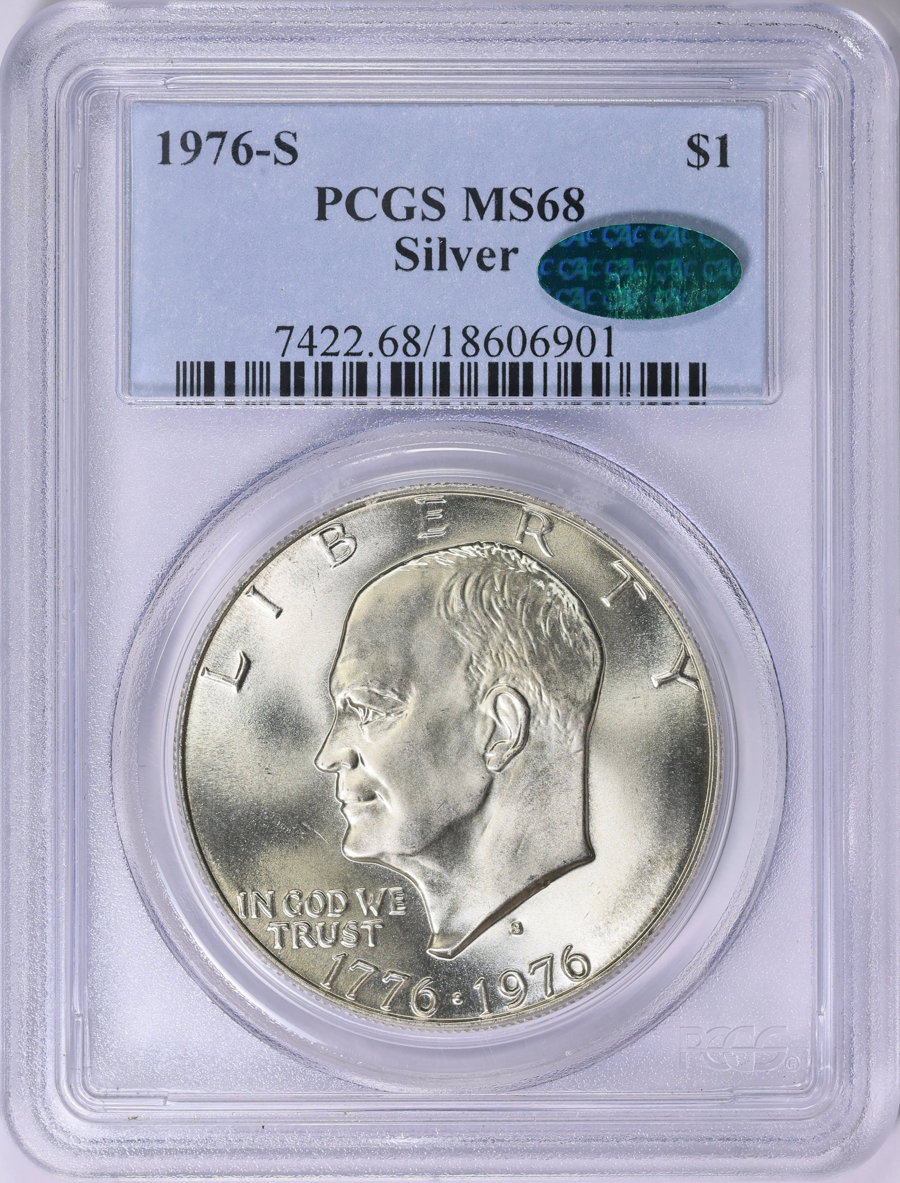 1976-S Eisenhower Dollar Silver PCGS MS-68 (CAC Green) (Item 1788018) | GreatCollections Coin ...