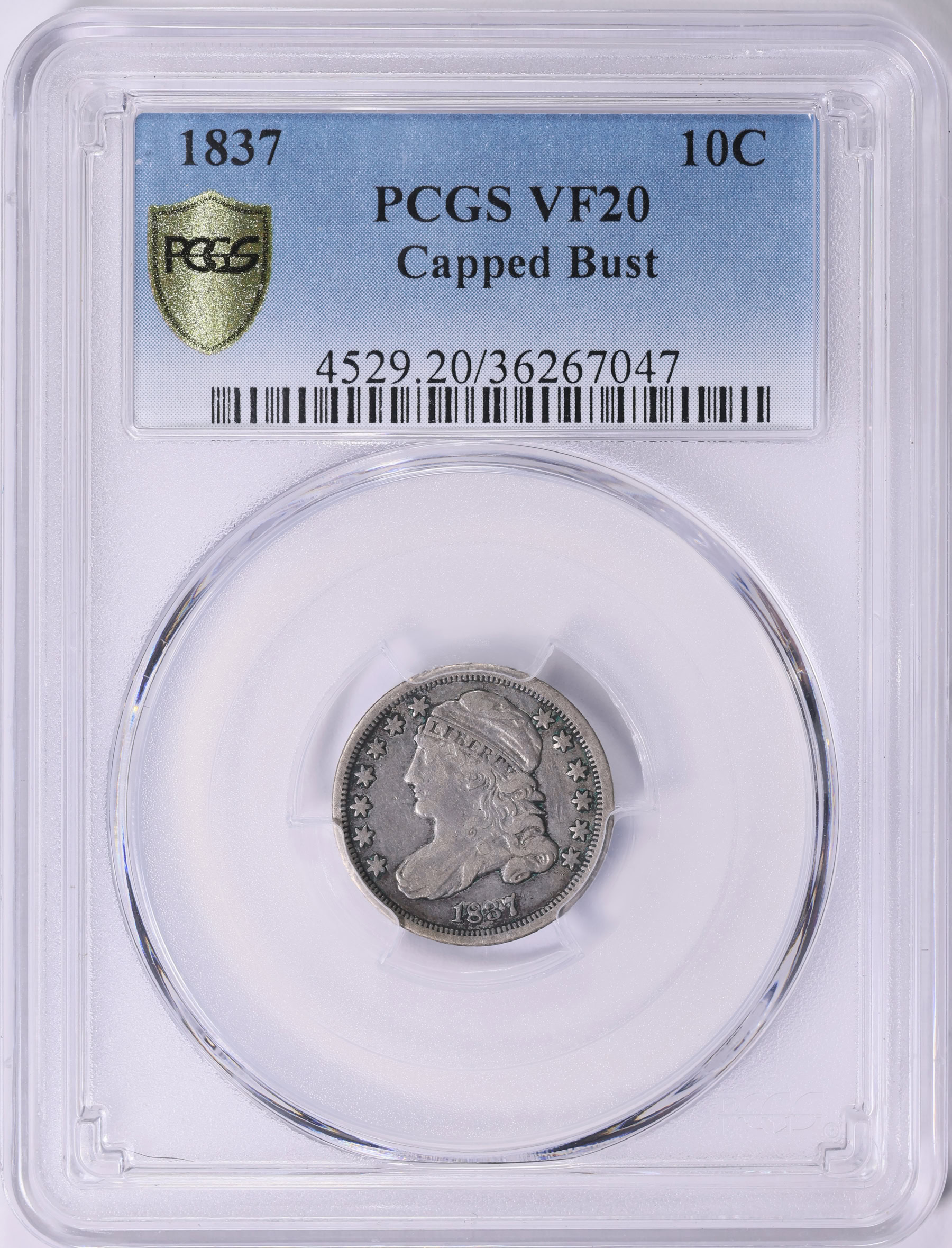 1837 Capped Bust Dime PCGS VF-20 (Item 1788023) | GreatCollections Coin ...