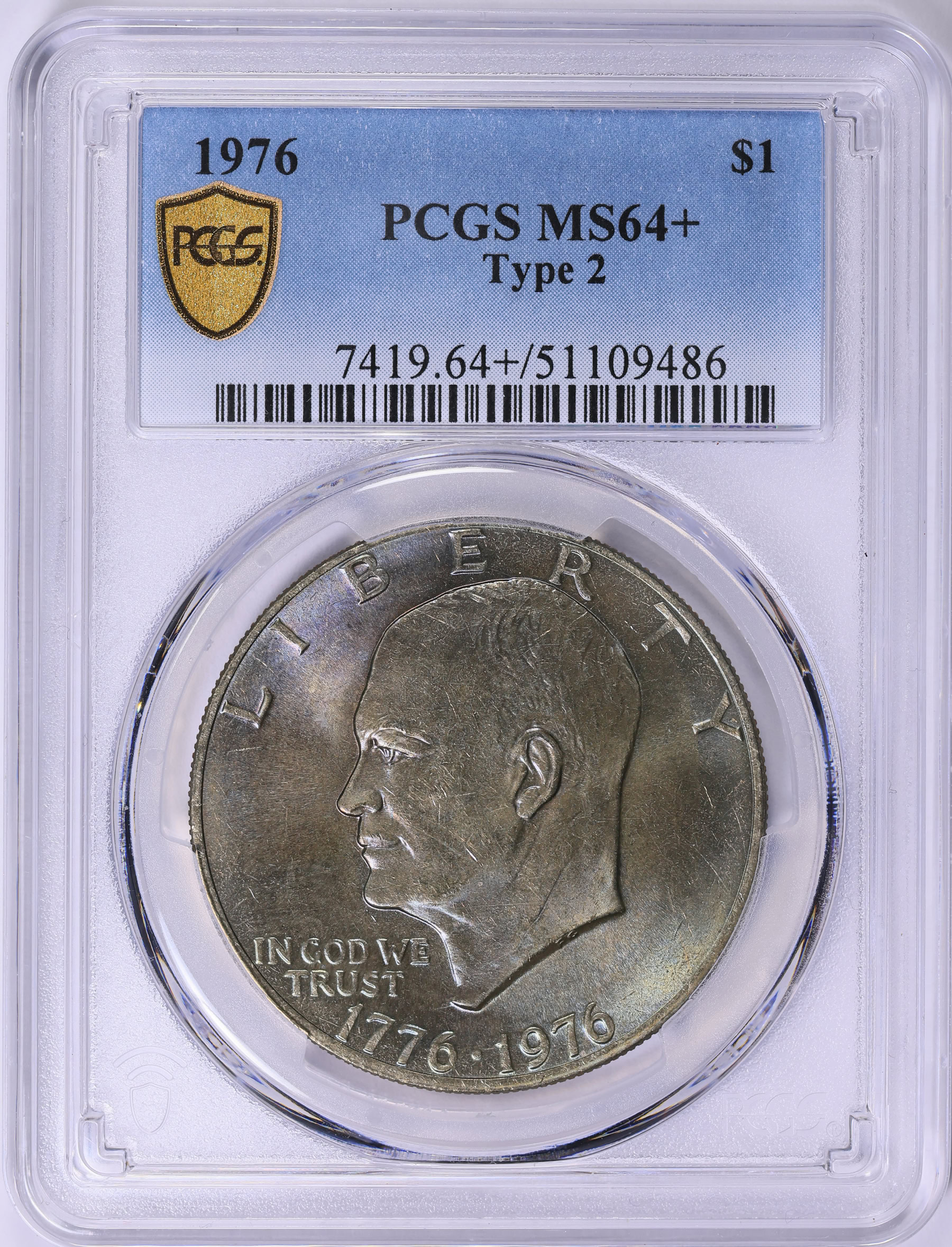 1976 Eisenhower Dollar Type 2 PCGS MS-64+ (Toned) (Item 1788069) | GreatCollections Coin Auctions