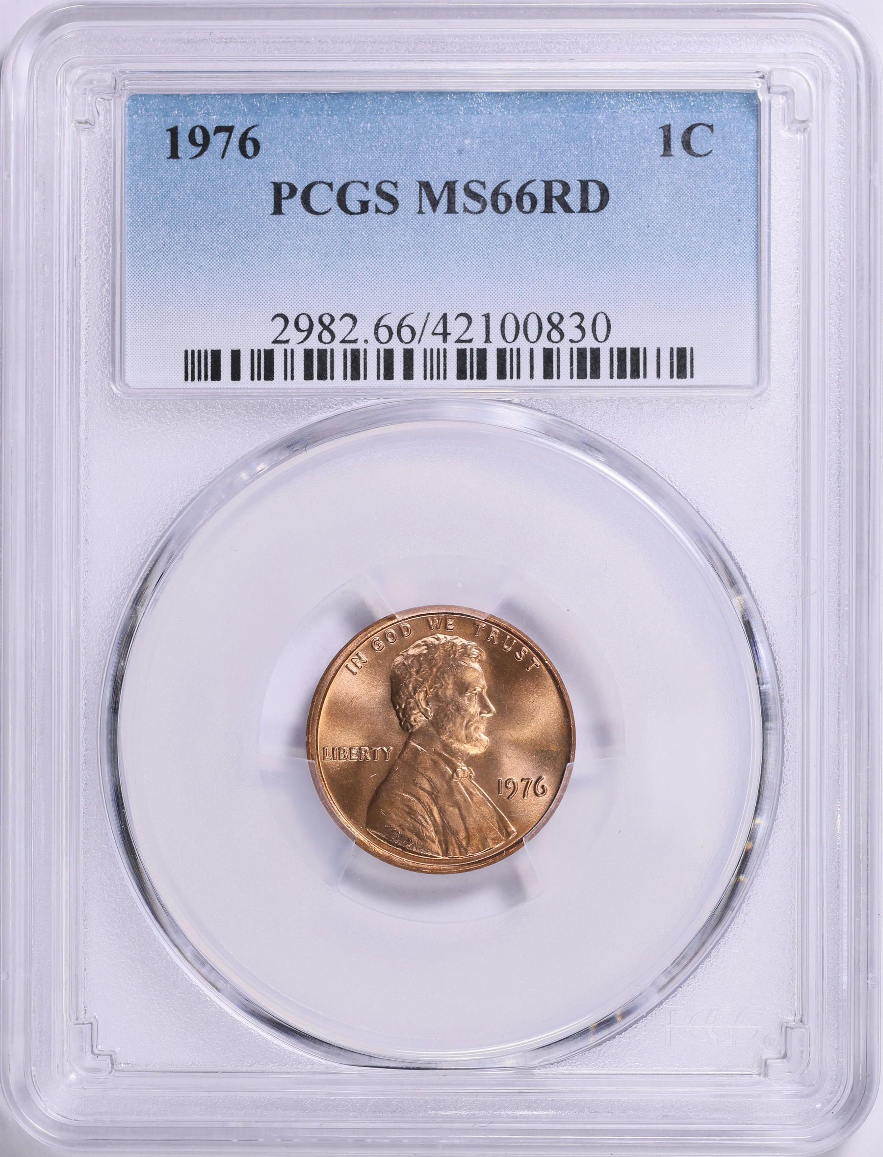 1976 Lincoln Cent PCGS MS-66 RD (Item 1788124) | GreatCollections Coin Auctions
