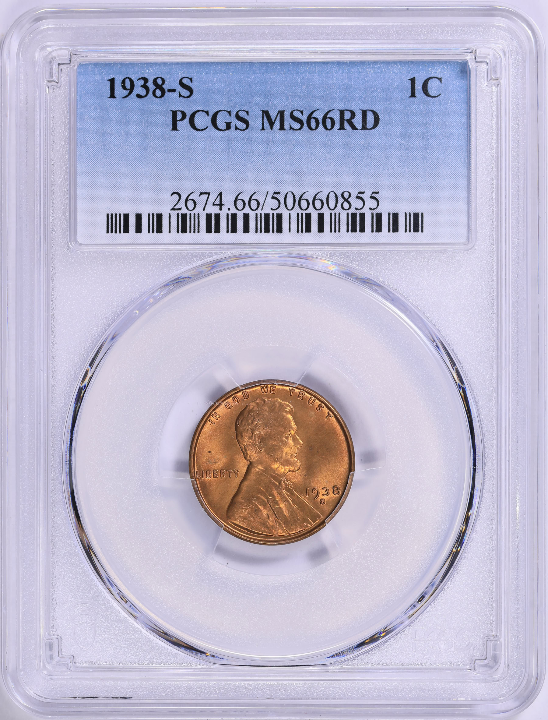 1938-S Lincoln Cent PCGS MS-66 RD (Item 1788136) | GreatCollections Coin Auctions