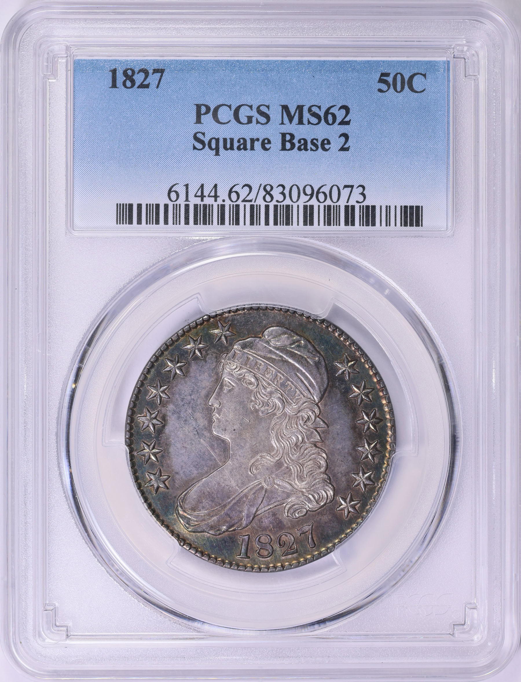 1827 Capped Bust Half Dollar Square Base 2 PCGS MS-62 (Toned) (Item ...