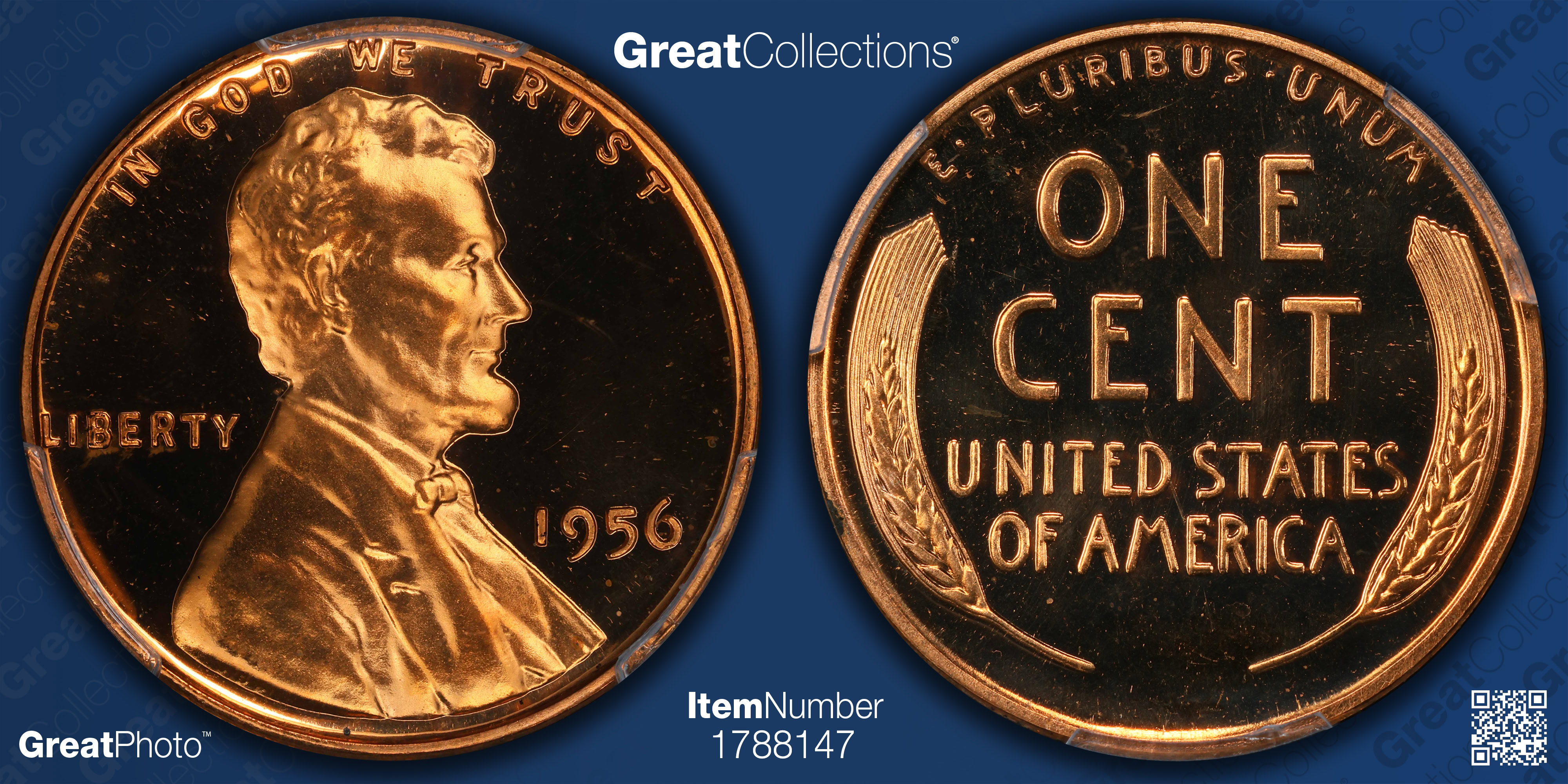 1956 Lincoln Cent Doubled Die Reverse FS-801 PCGS Proof-67 DCAM (Item ...