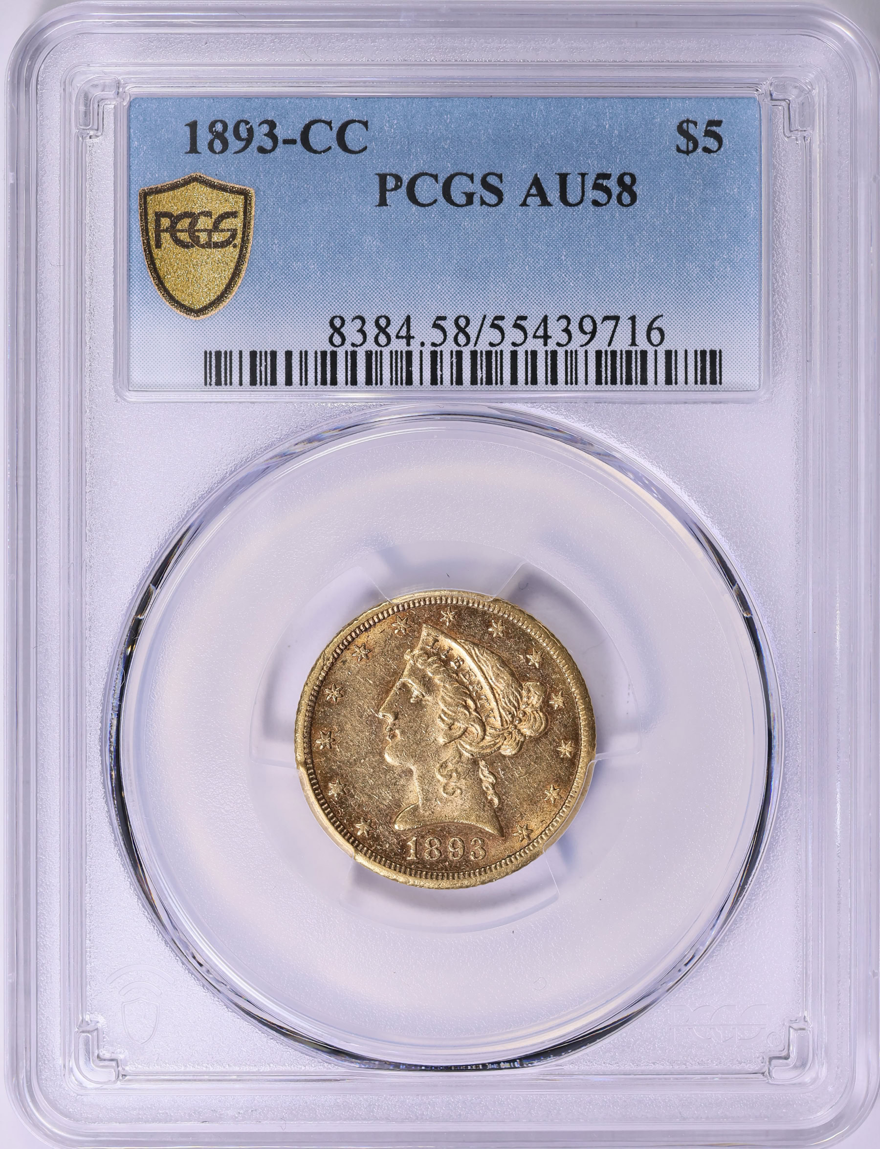 1893-CC Liberty Gold Half Eagle PCGS AU-58 (Item 1788317) | GreatCollections Coin Auctions