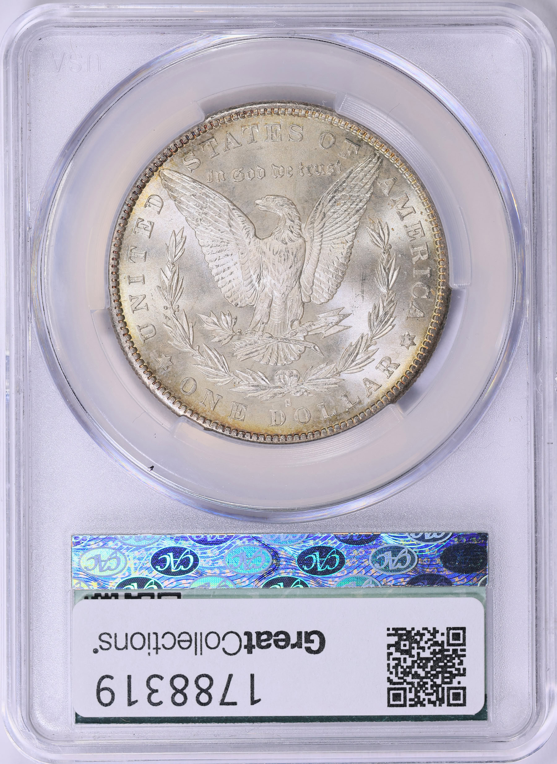 1880-S Morgan Silver Dollar CACG MS-65 (Toned) (Item 1788319) | GreatCollections Coin Auctions