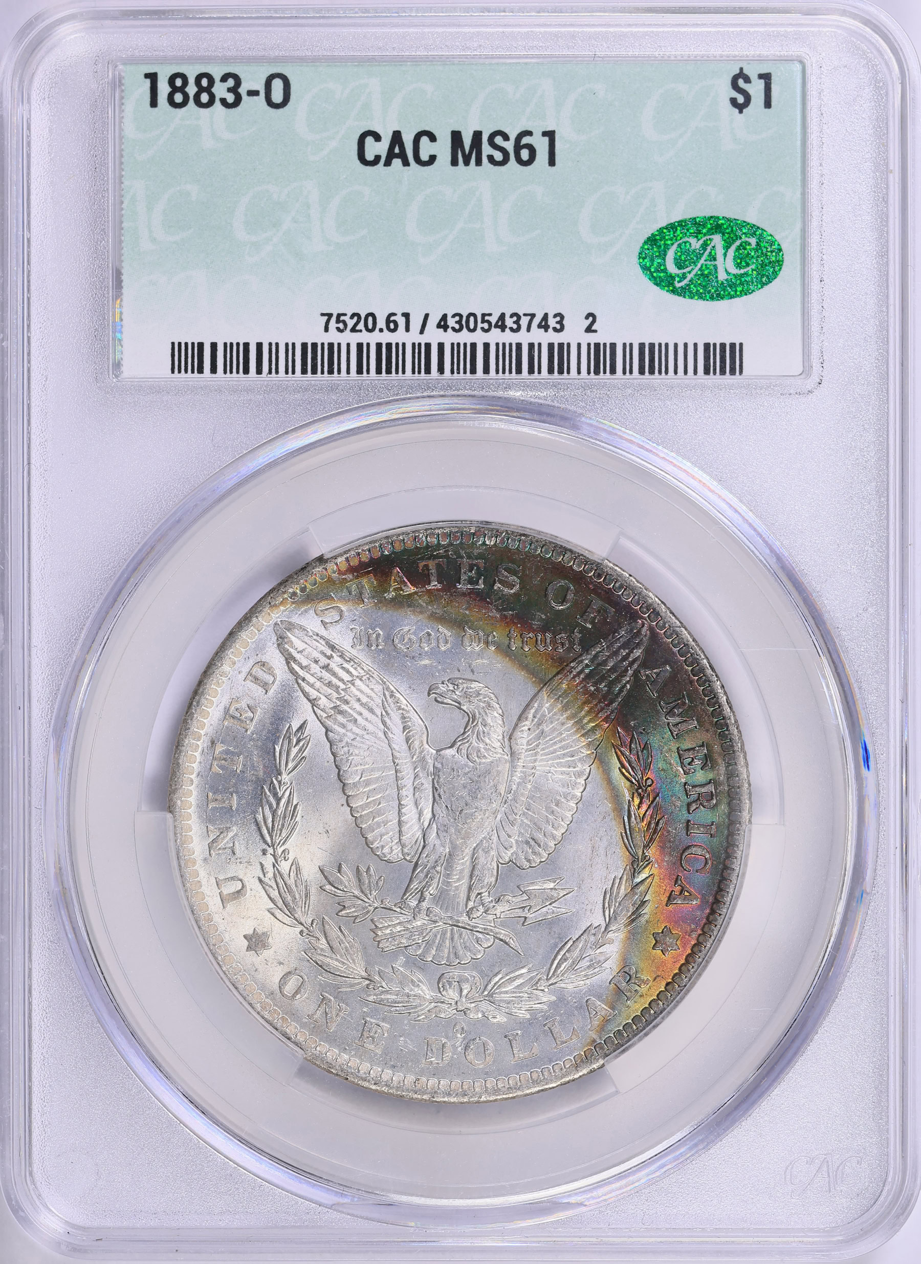 1883-O Morgan Silver Dollar CACG MS-61 (Toned) (Item 1788322) | GreatCollections Coin Auctions