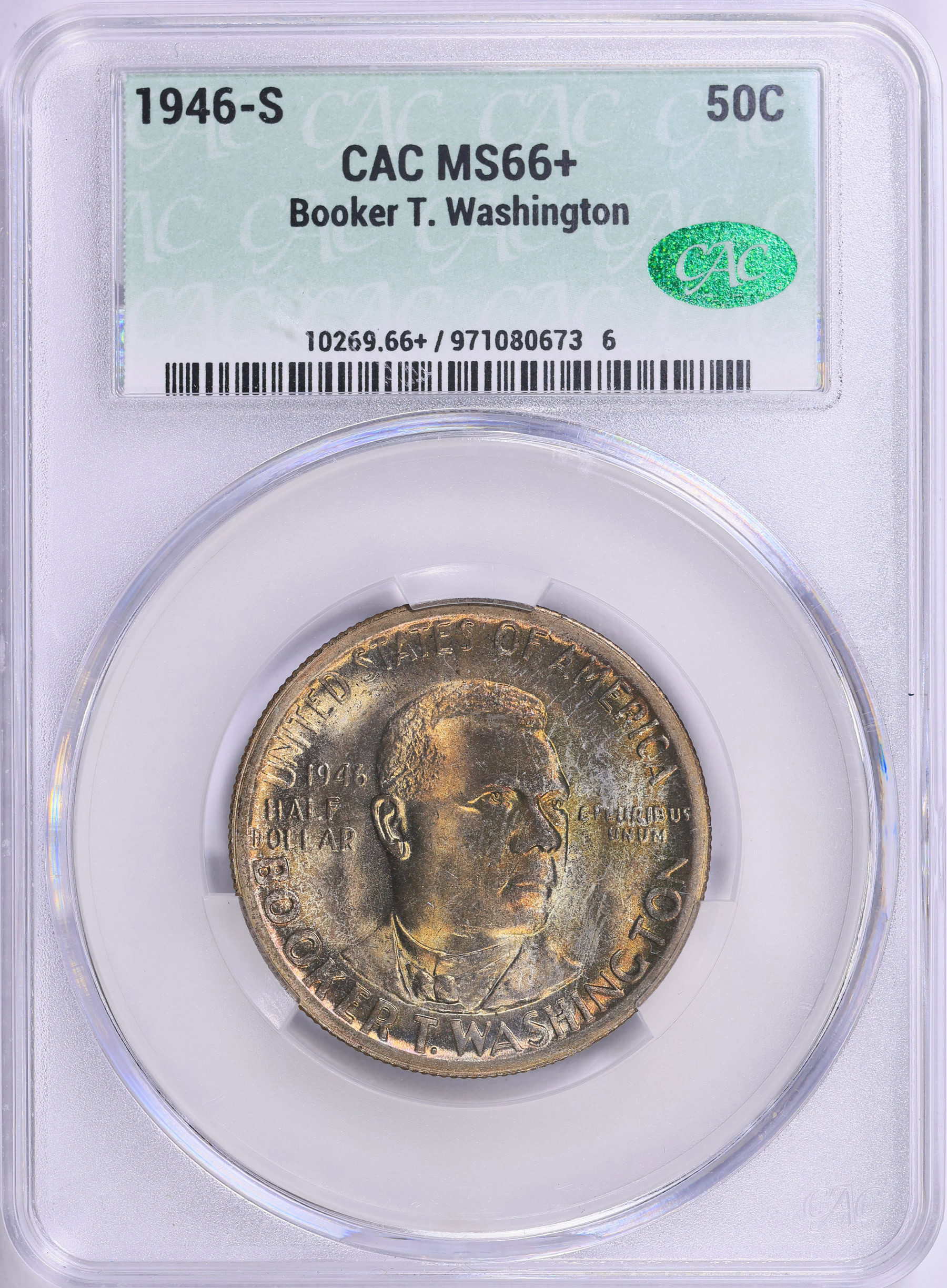 1946-S Booker T. Washington Memorial Half Dollar CACG MS-66+ (Toned) (Item 1788328 ...