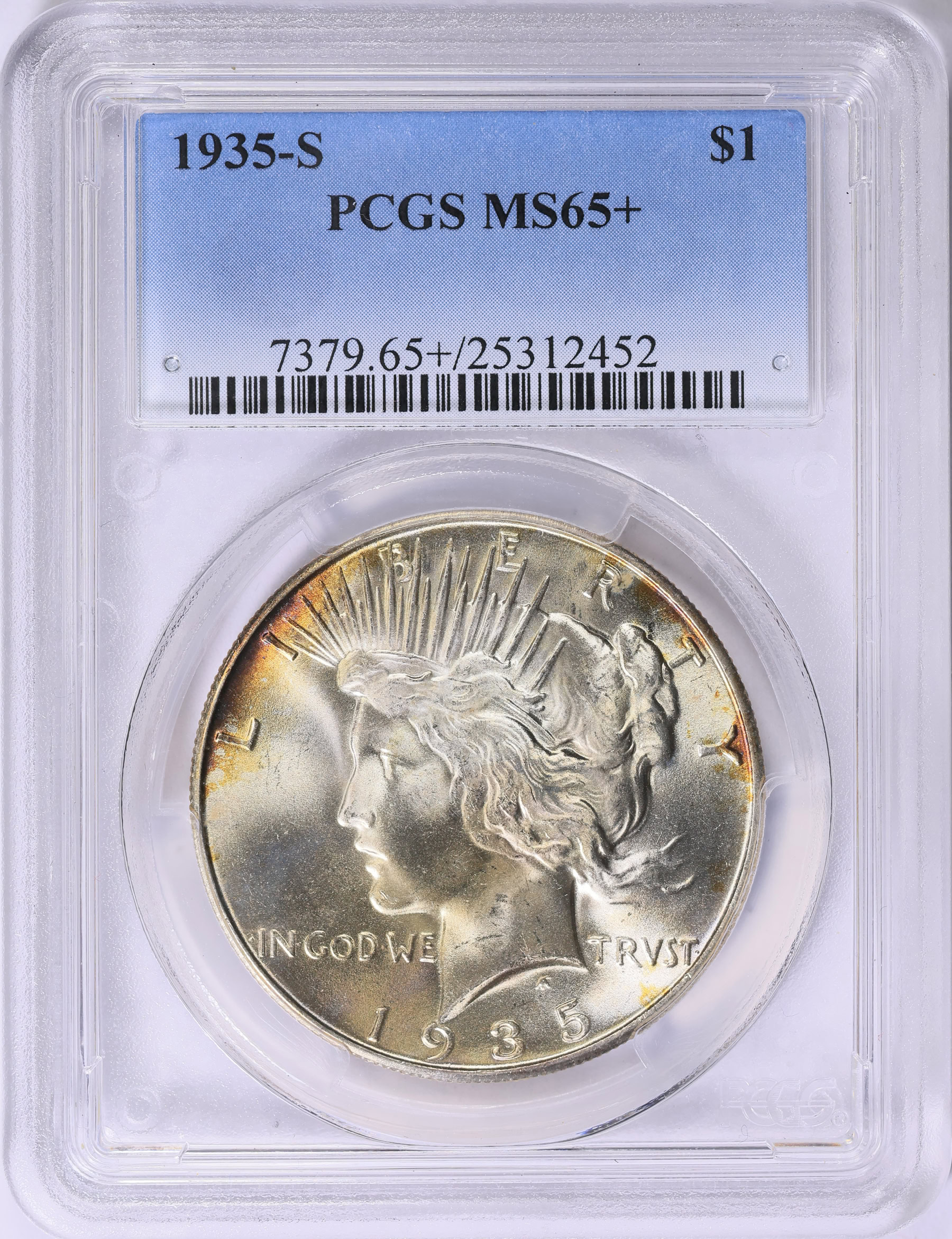 1935-S Peace Silver Dollar PCGS MS-65+ (Toned) (Item 1788351) | GreatCollections Coin Auctions