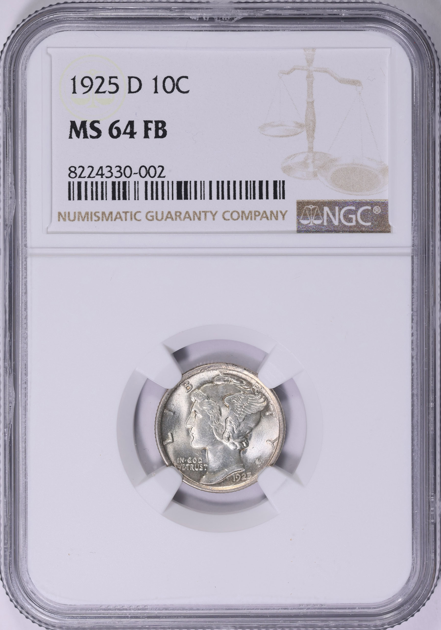 1925-D Mercury Dime NGC MS-64 FB (Item 1788356) | GreatCollections Coin Auctions