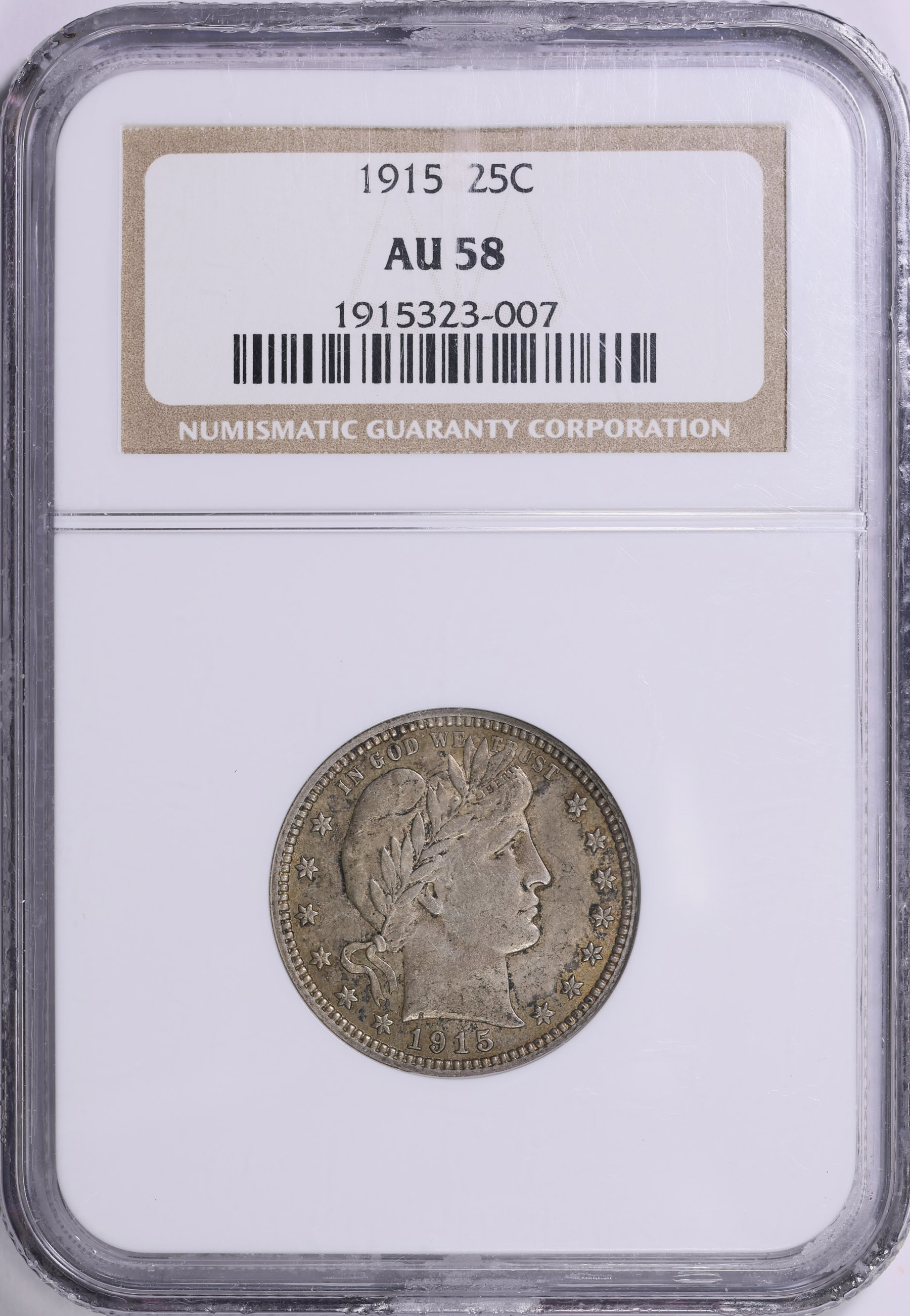 1915 Barber Quarter NGC AU-58 (Item 1788392) | GreatCollections Coin ...
