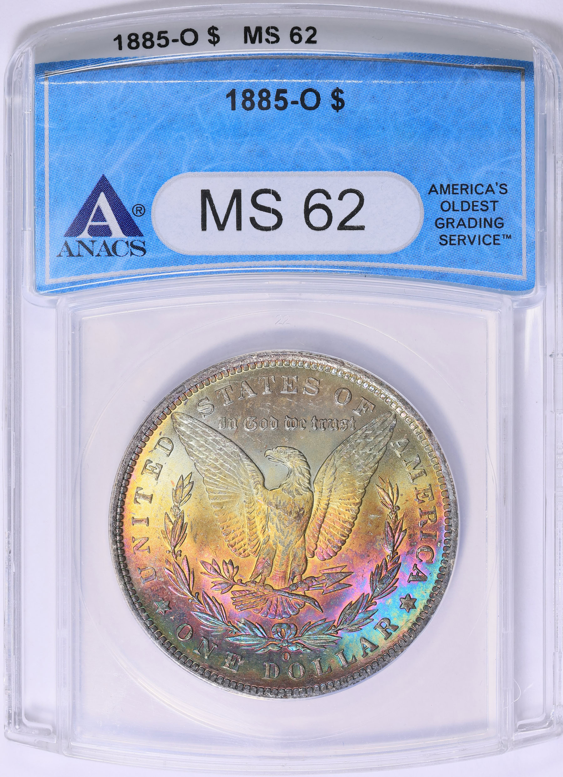 1885-O Morgan Silver Dollar ANACS MS-62 (Toned) (Item 1788398) | GreatCollections Coin Auctions