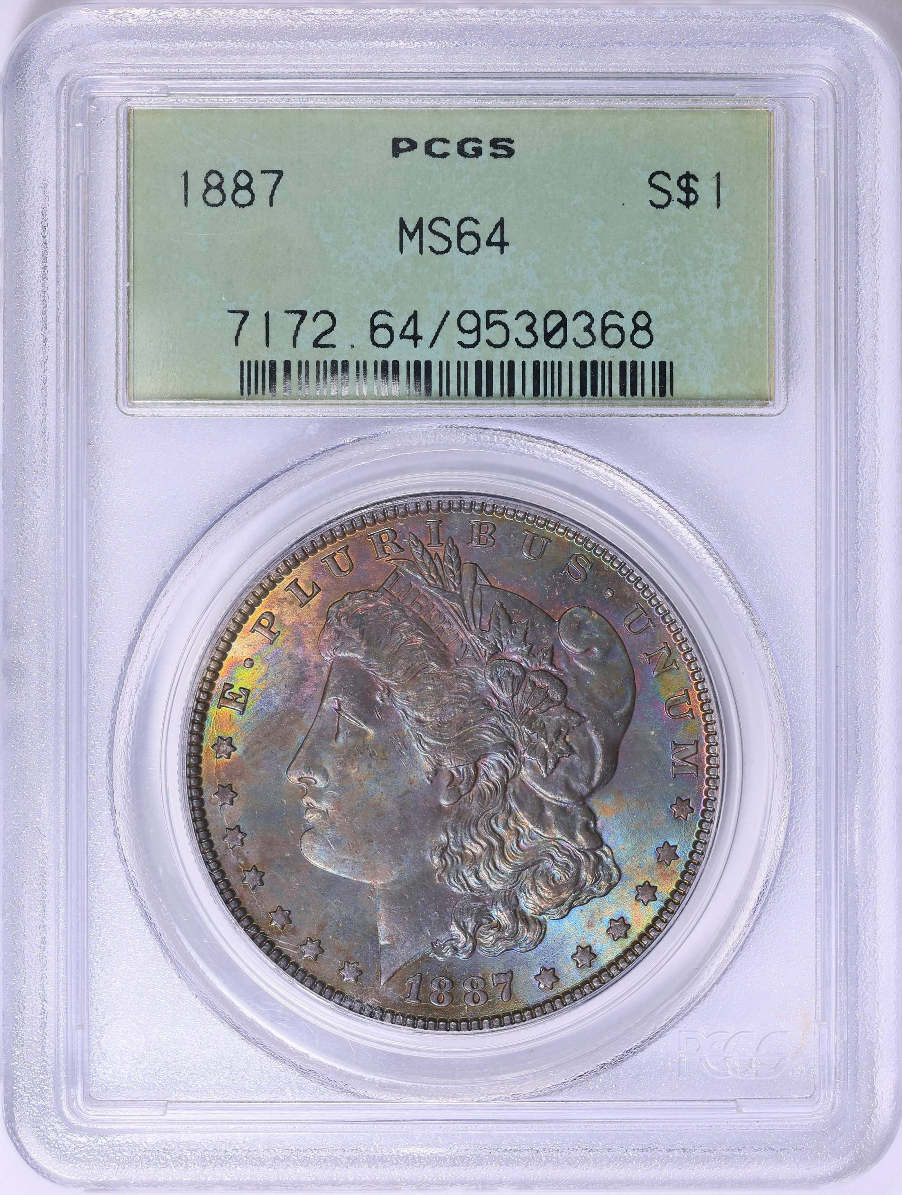 1887 Morgan Silver Dollar PCGS MS-64 OGH (Toned) (Item 1788401) | GreatCollections Coin Auctions
