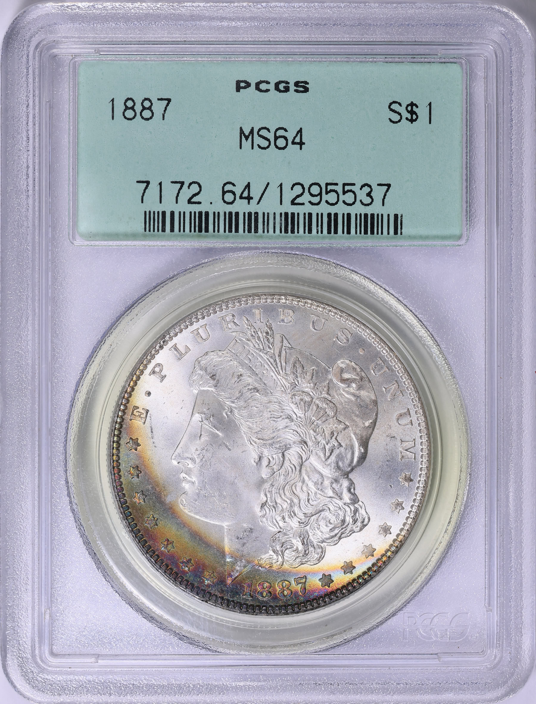 1887 Morgan Silver Dollar PCGS MS-64 OGH (Toned) (Item 1788403) | GreatCollections Coin Auctions