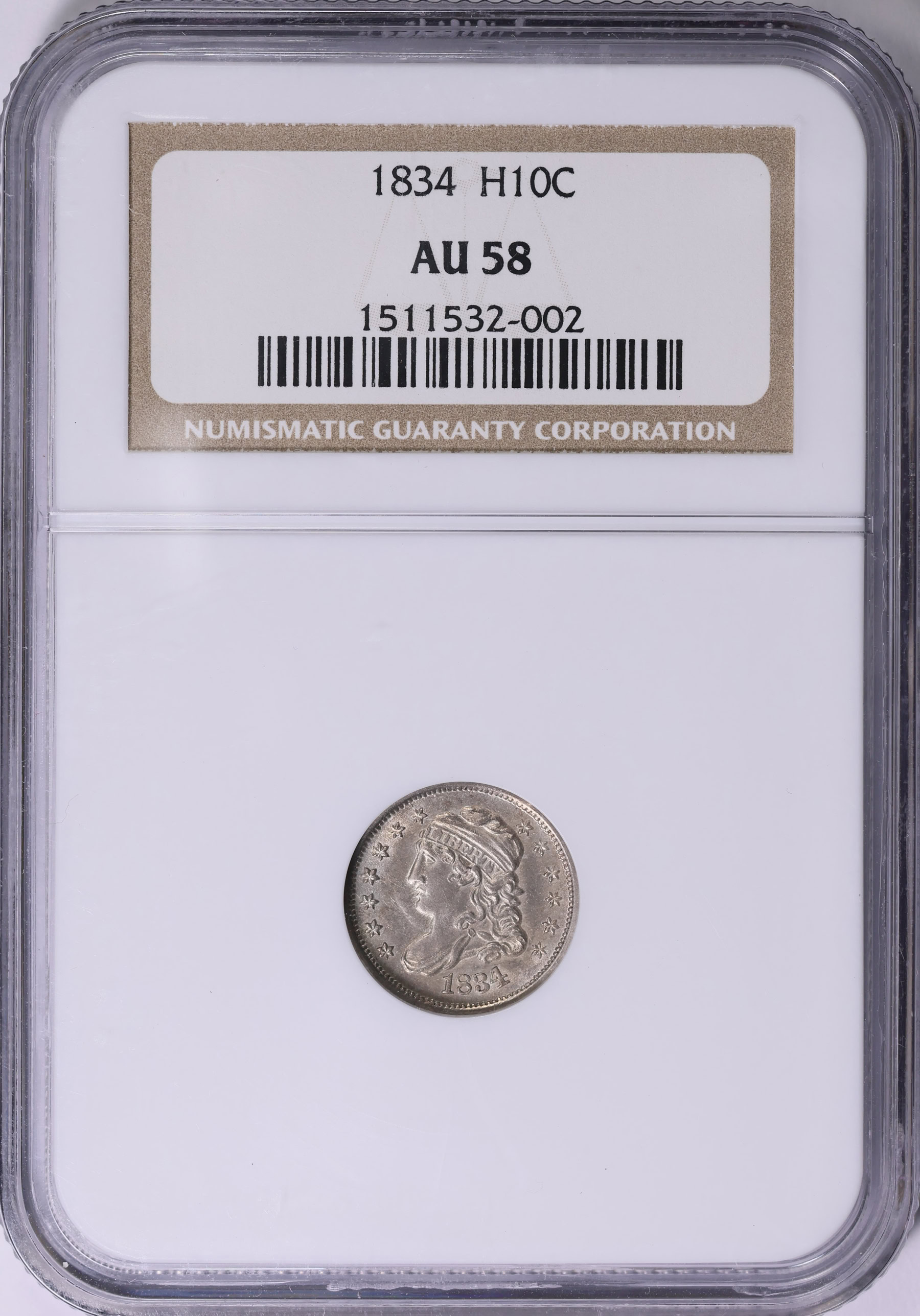 1834 Capped Bust Half Dime NGC AU-58 (Item 1788421) | GreatCollections Coin Auctions