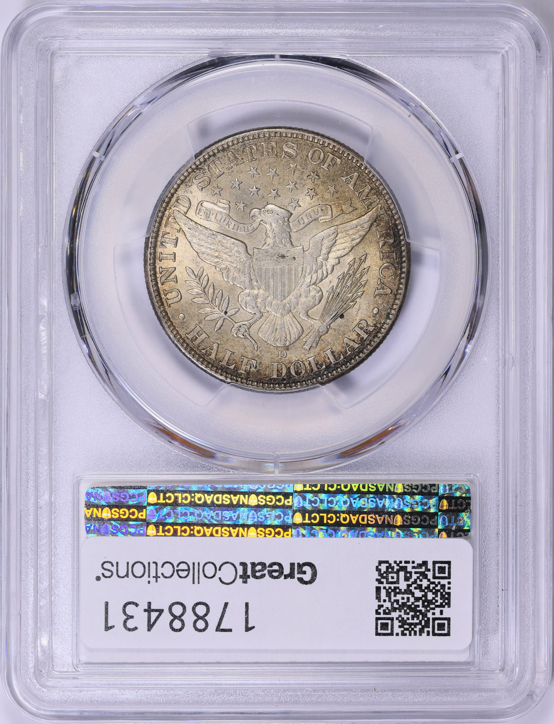 1913-D Barber Half Dollar PCGS AU-58 (CAC Green) (Toned) (Item 1788431) | GreatCollections Coin ...