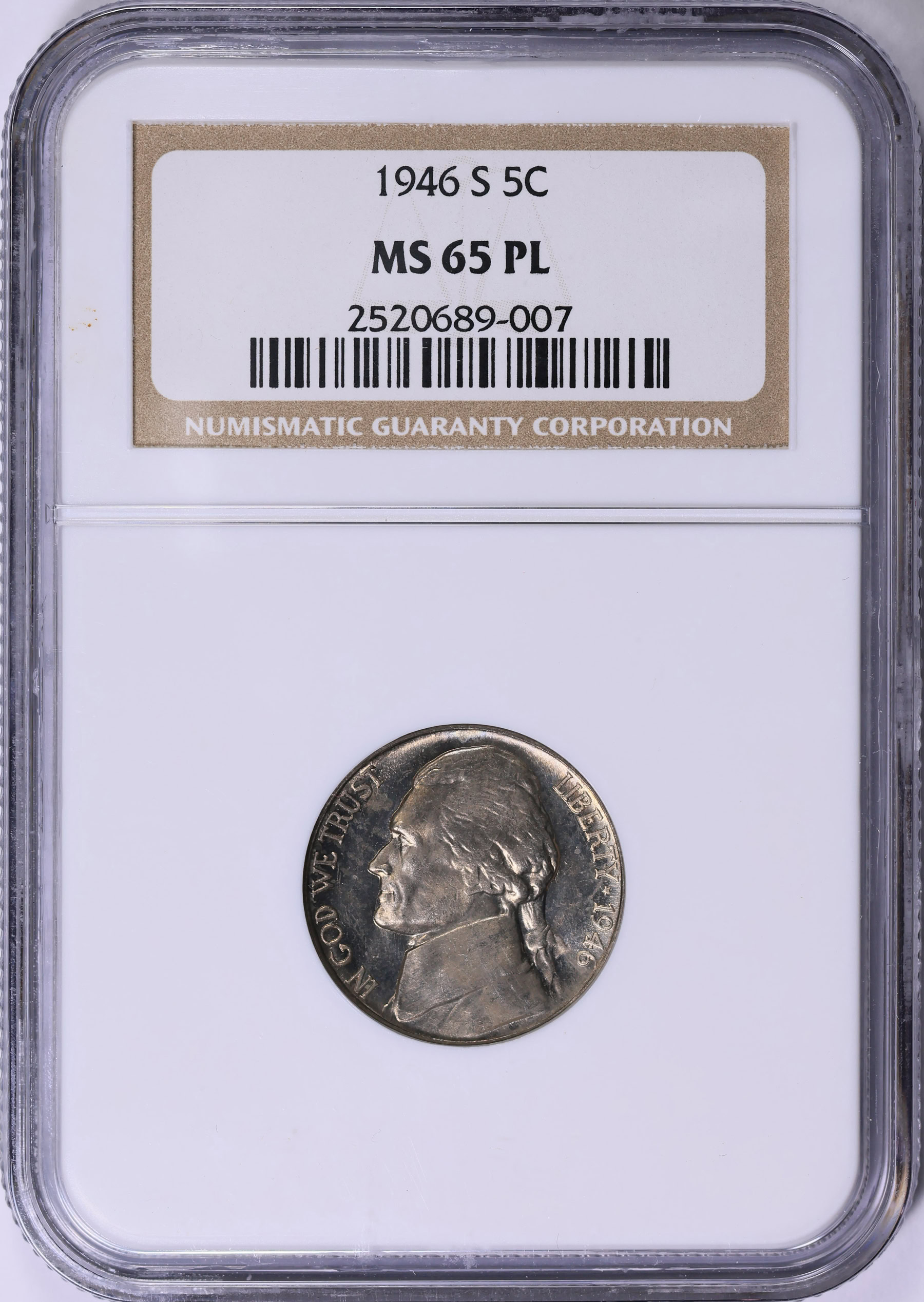 1946-S Jefferson Nickel NGC MS-65 PL (Item 1788460) | GreatCollections Coin Auctions