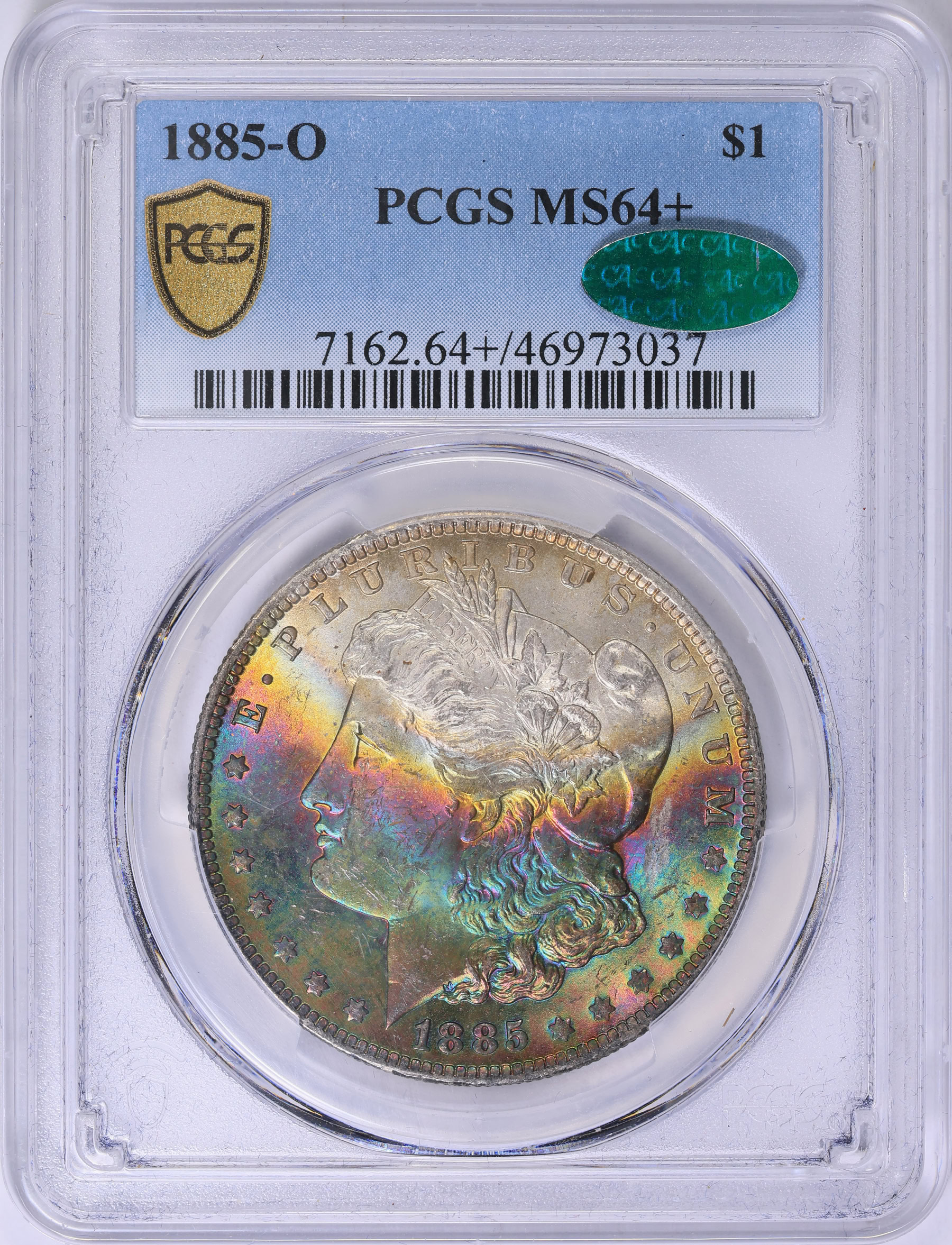 1885-O Morgan Silver Dollar PCGS MS-64+ (CAC Green) (Toned) (Item 1788562) | GreatCollections ...