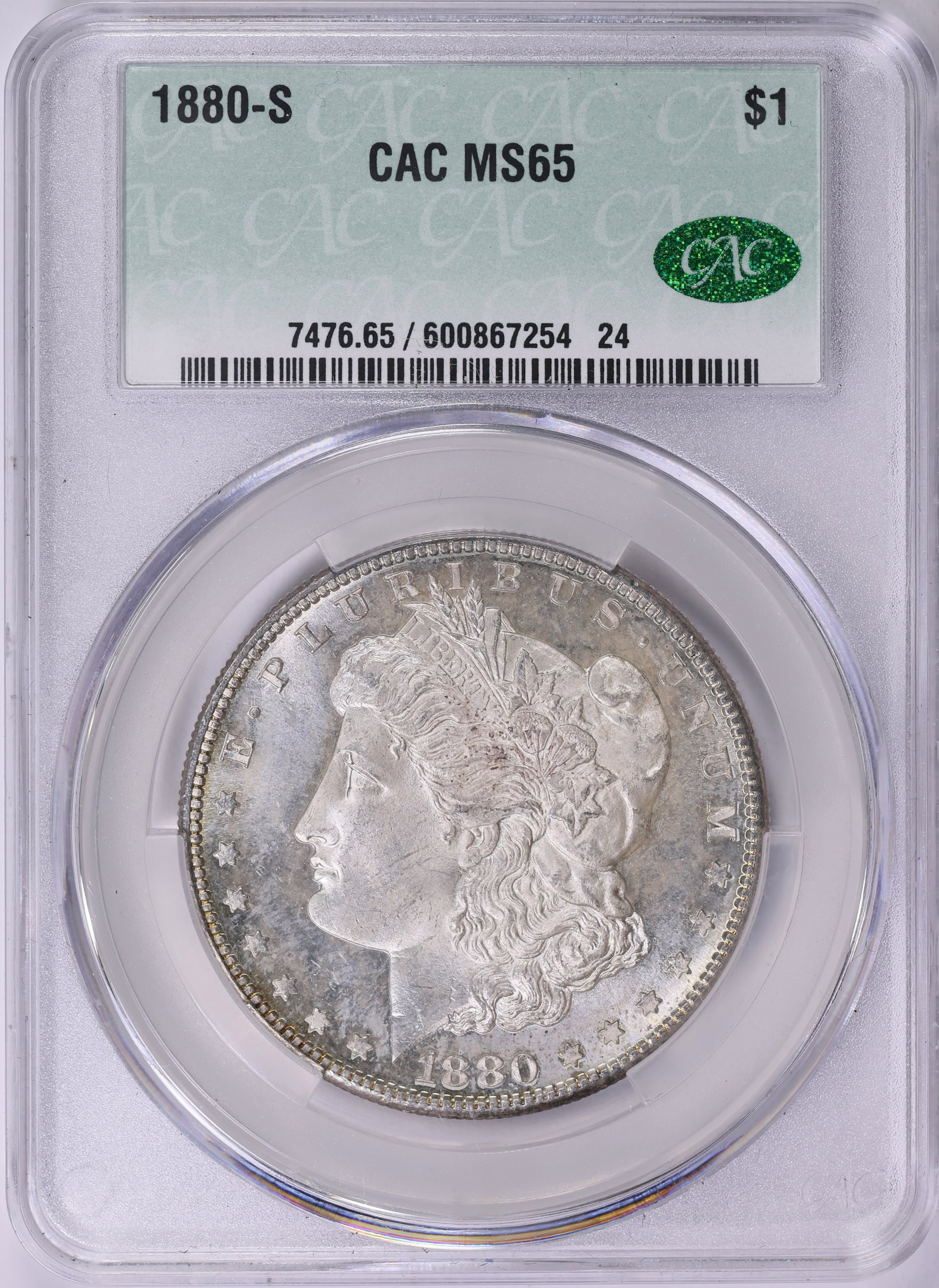 1880-S Morgan Silver Dollar CACG MS-65 (Item 1788569) | GreatCollections Coin Auctions