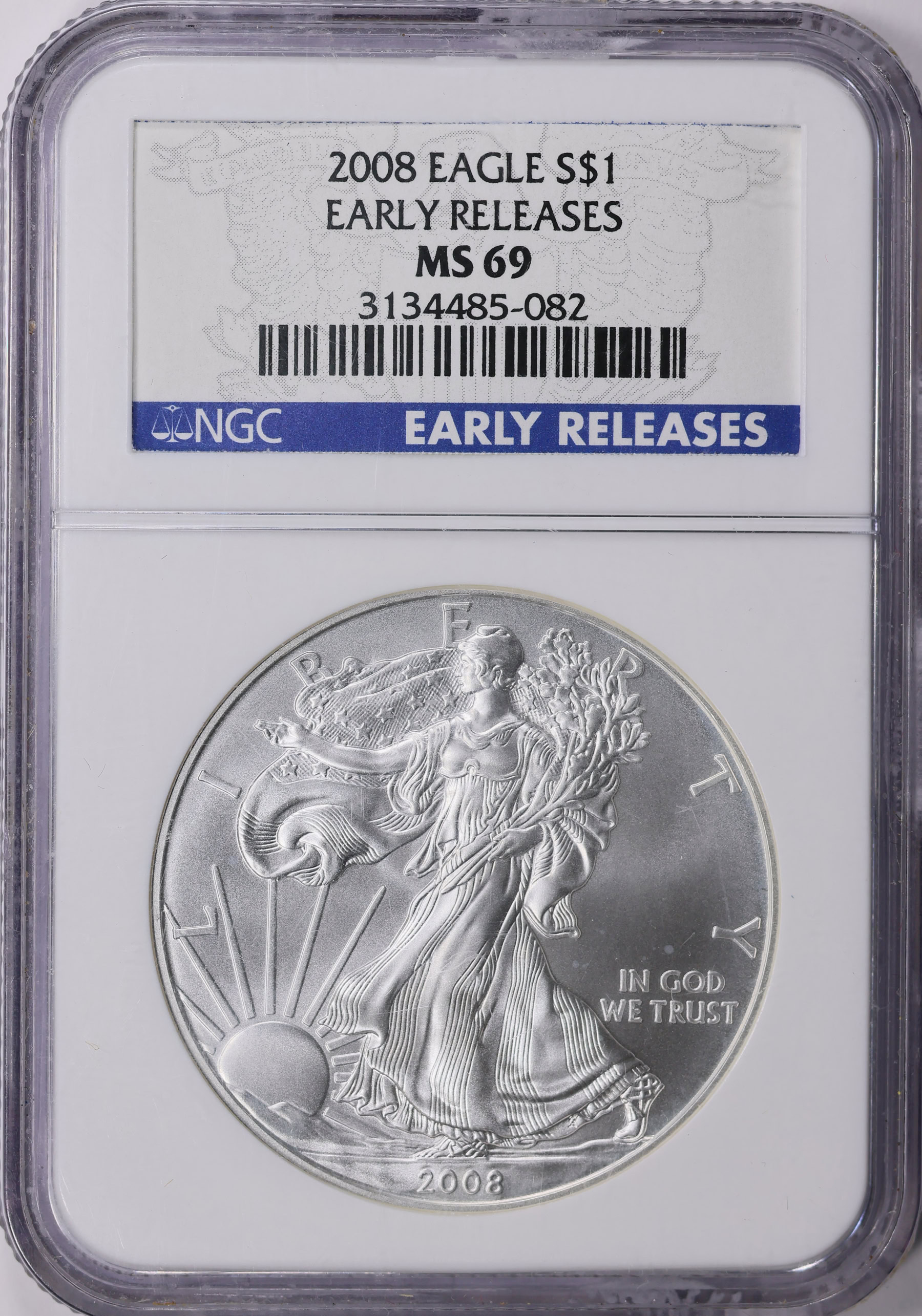 2008 $1 Silver Eagle Early Releases NGC MS-69 (Item 1788573) | GreatCollections Coin Auctions