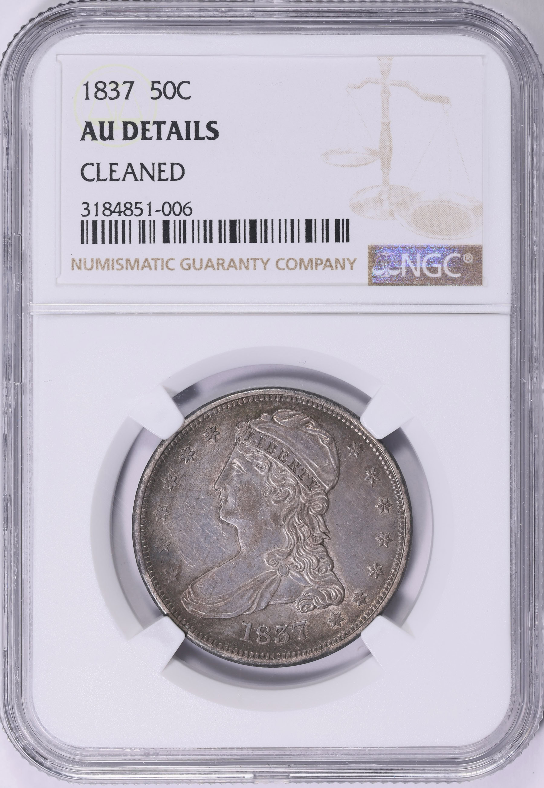 1837 Capped Bust Half Dollar NGC AU Details (Item 1788574) | GreatCollections Coin Auctions