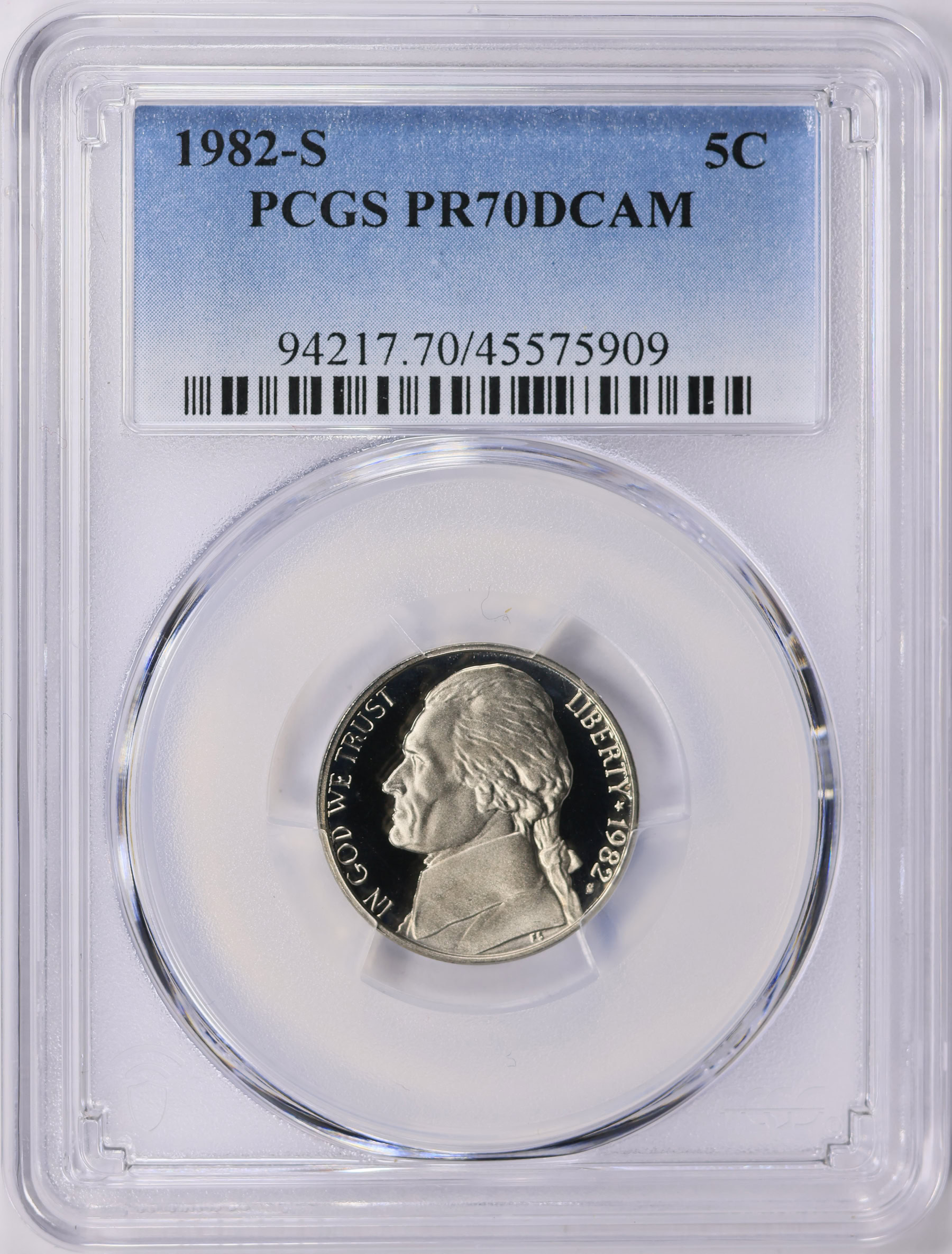 1982-S Jefferson Nickel PCGS Proof-70 DCAM (Item 1788599 ...