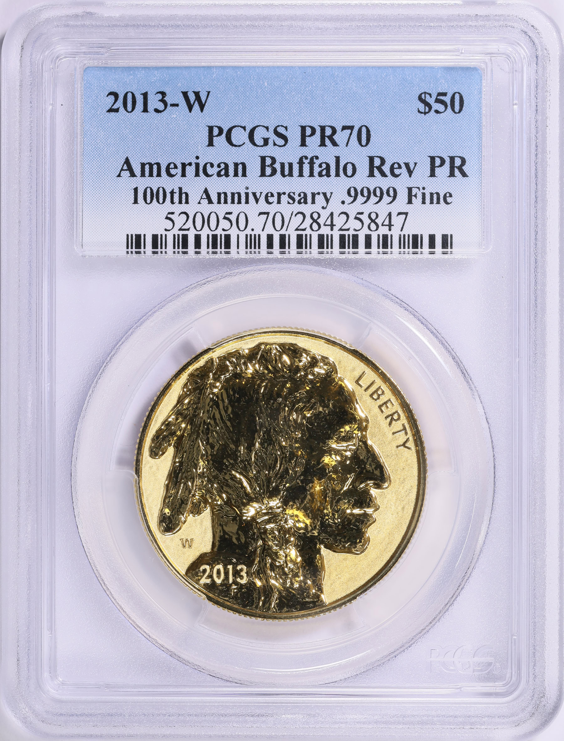 2013-W $50 One-Ounce Gold American Buffalo Reverse Proof PCGS Proof-70 (Item 1788634 ...