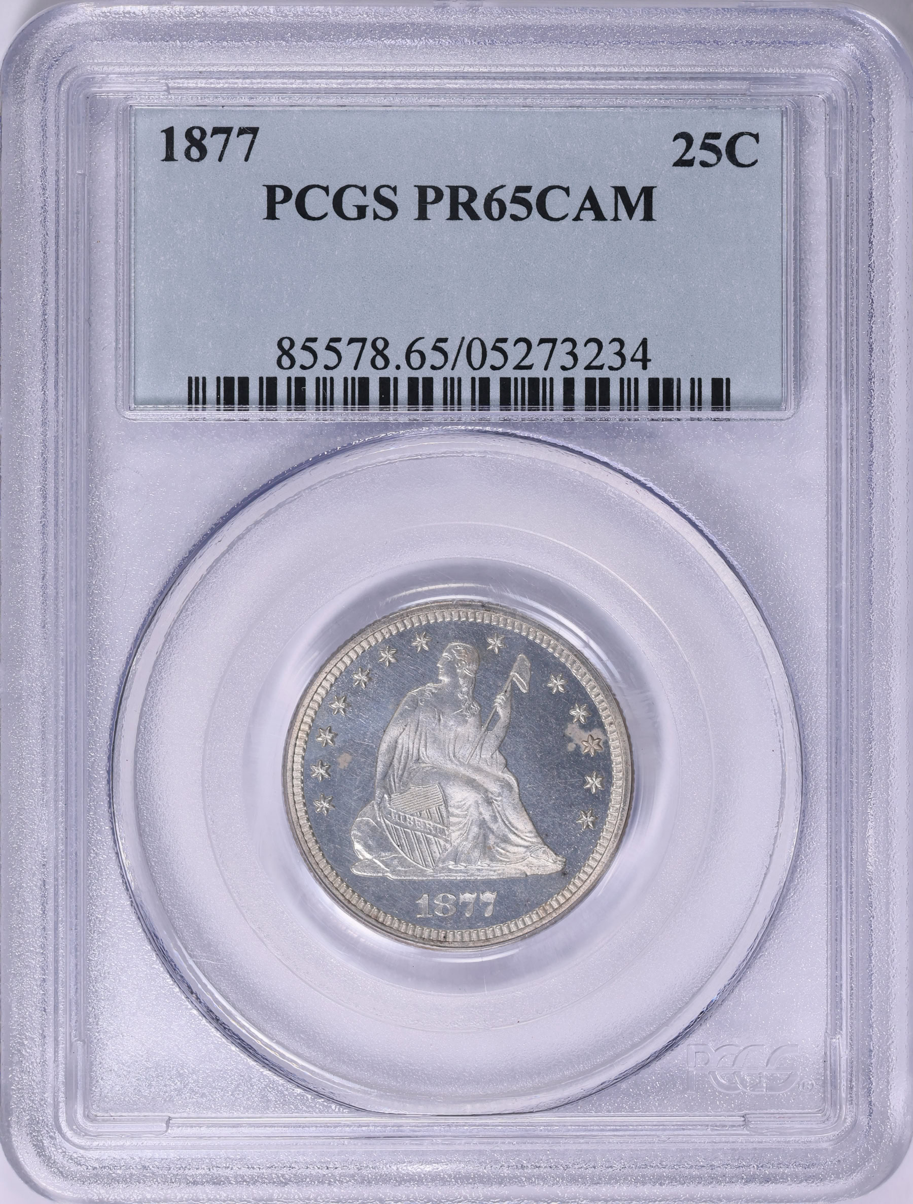 1877 Seated Liberty Quarter PCGS Proof-65 CAMEO (Item 1788662) | GreatCollections Coin Auctions