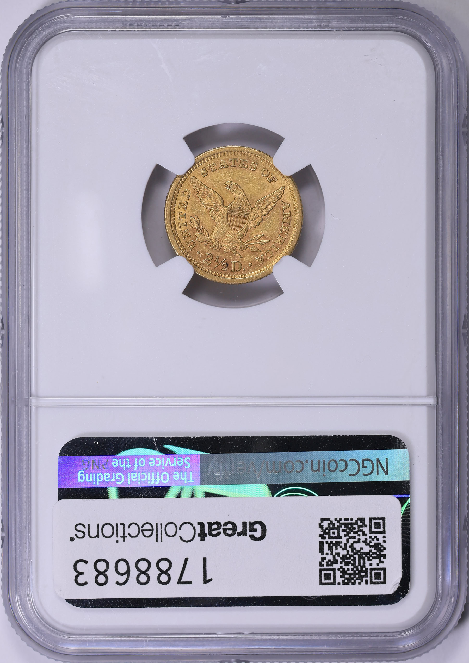 1862 Liberty Gold Quarter Eagle NGC AU-58 (CAC Green) (Item 1788683 ...