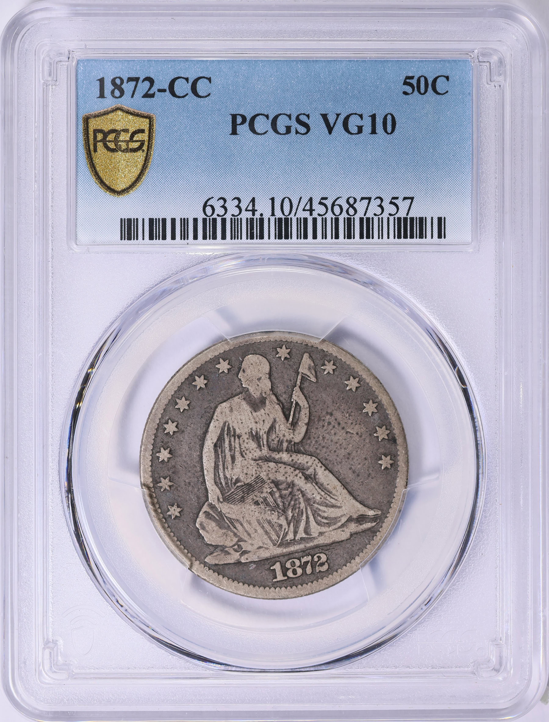 1872-CC Seated Liberty Half Dollar PCGS VG-10 (Item 1788688) | GreatCollections Coin Auctions