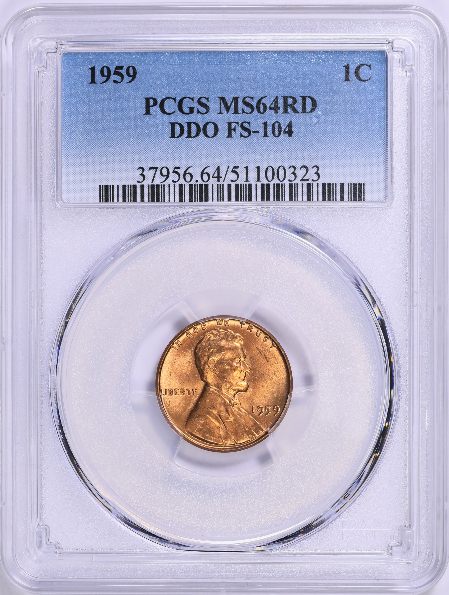 1959 Lincoln Cent Doubled Die Obverse FS-104 PCGS MS-64 RD (Item ...