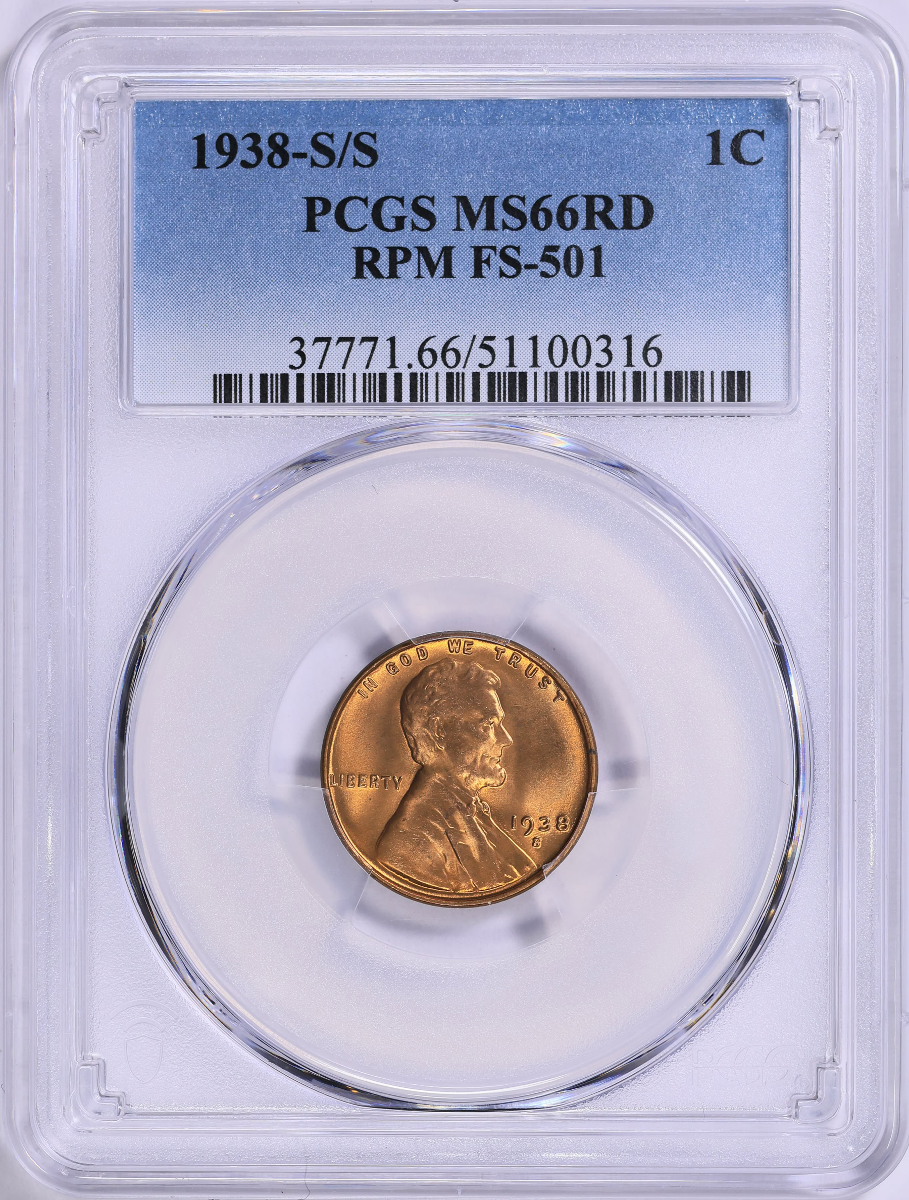 1938-S/S Lincoln Cent Repunched Mintmark FS-501 PCGS MS-66 RD (Item 1788808) | GreatCollections ...