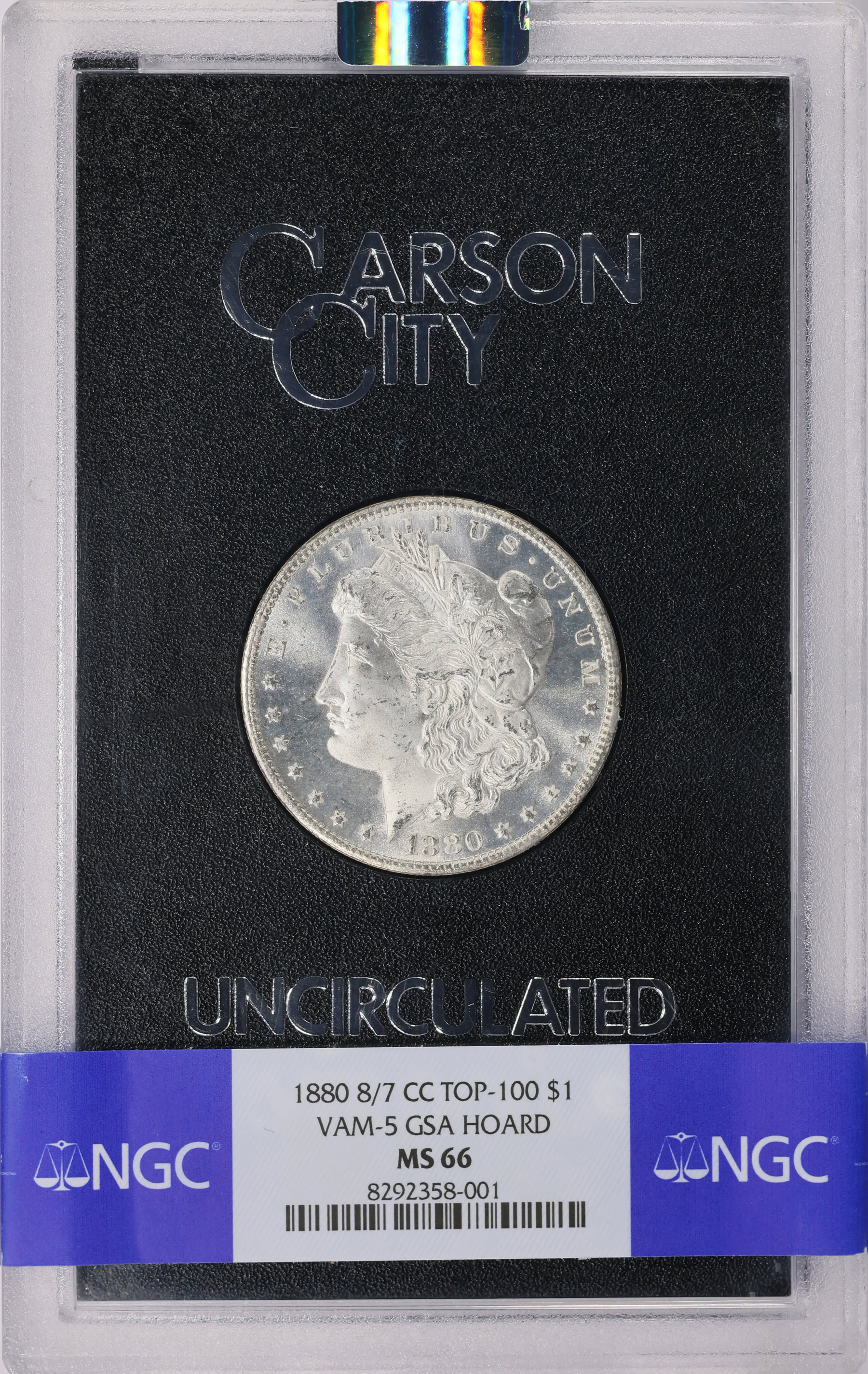 1880-CC Morgan Silver Dollar 8/7 VAM-5 Top 100 GSA Hoard NGC MS-66 (GSA Holder) (Item 1788858 ...