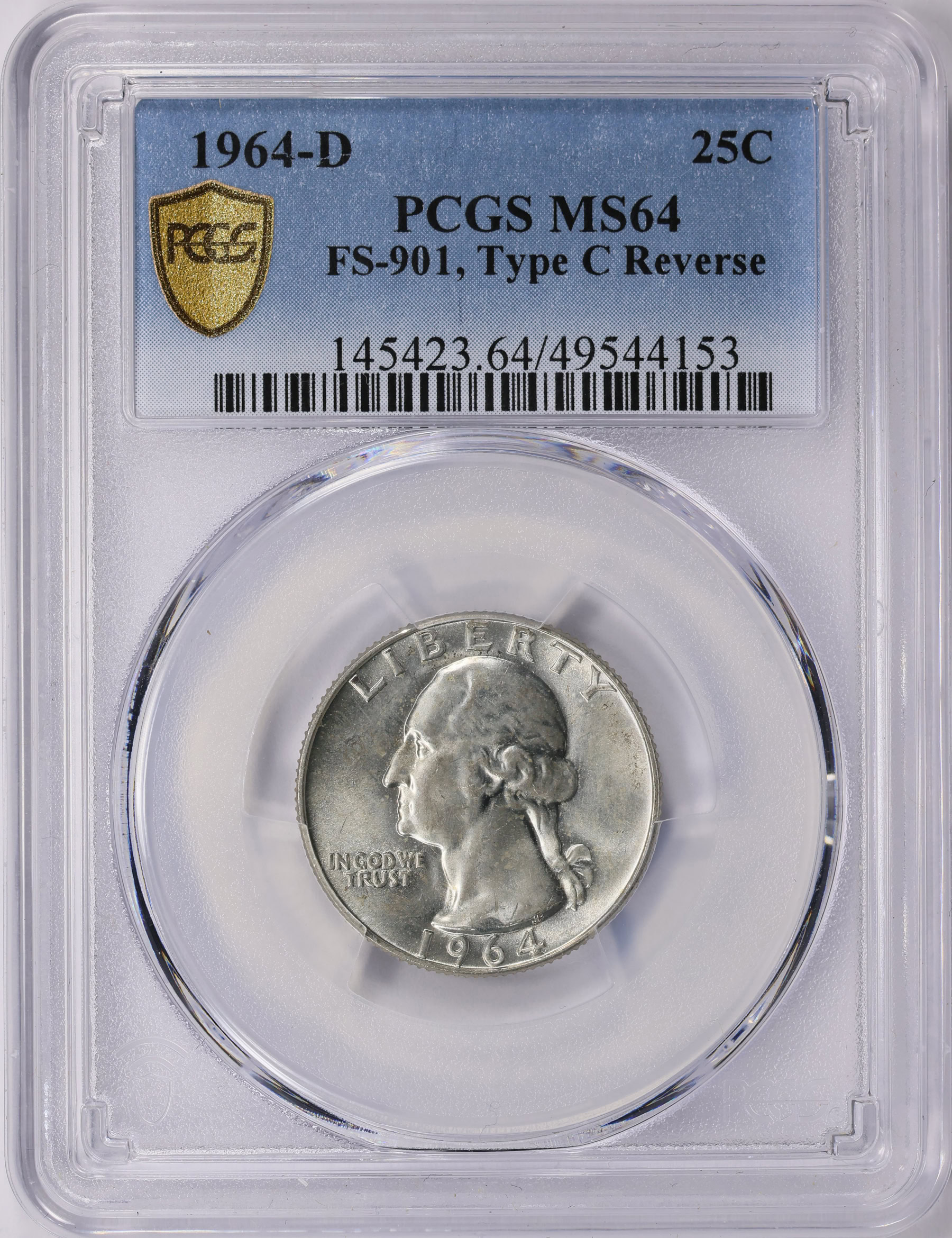 1964-D Washington Quarter Type C Reverse FS-901 PCGS MS-64 (Item 1788872) | GreatCollections ...
