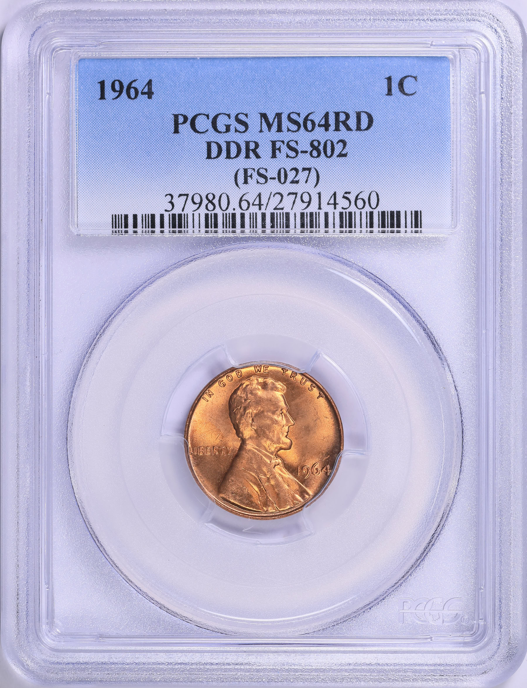 1964 Lincoln Cent Doubled Die Reverse FS-802 (FS-027) PCGS MS-64 RD ...