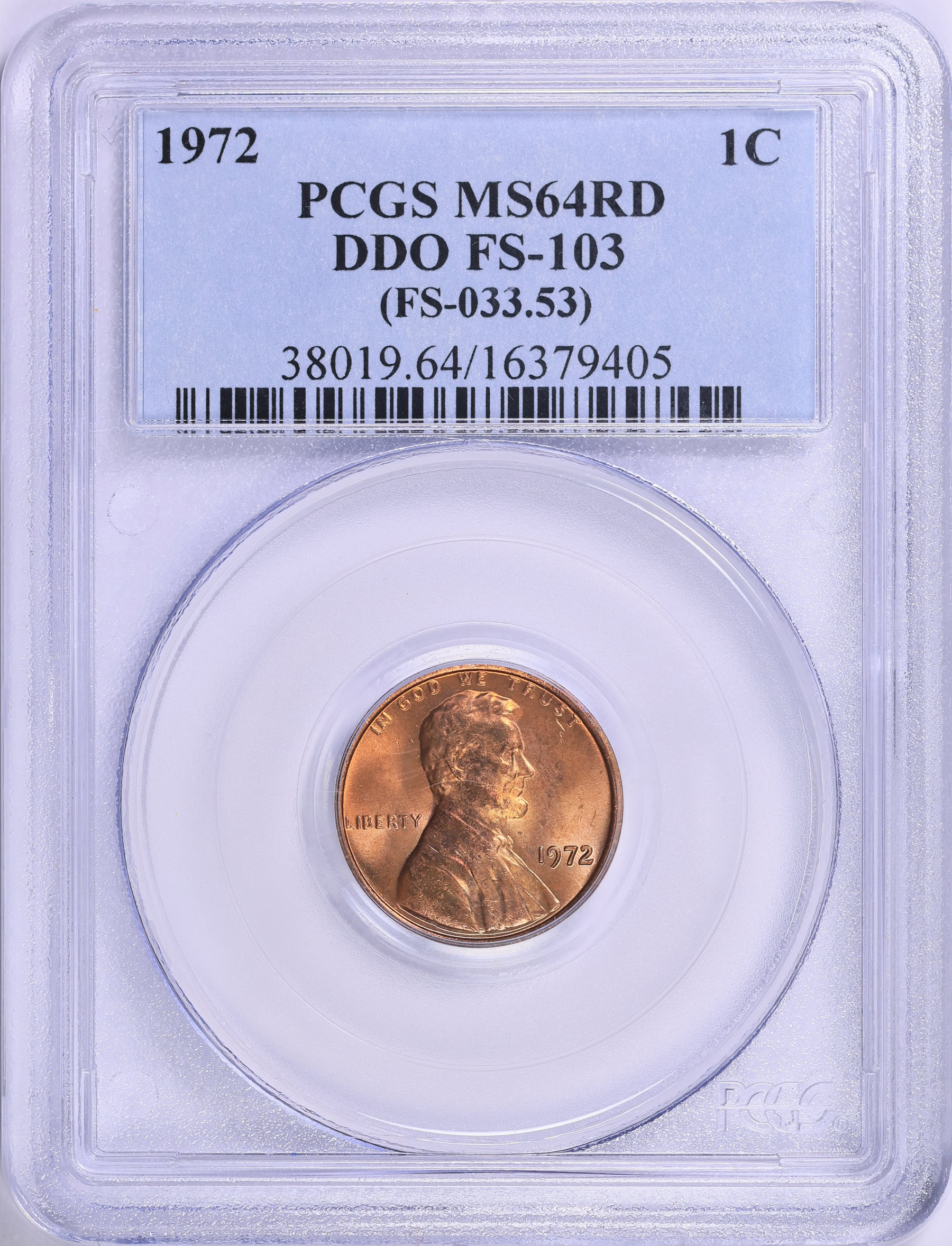 1972 Lincoln Cent Doubled Die Obverse FS-103 (FS-033.53) PCGS MS-64 RD (Item 1788933 ...