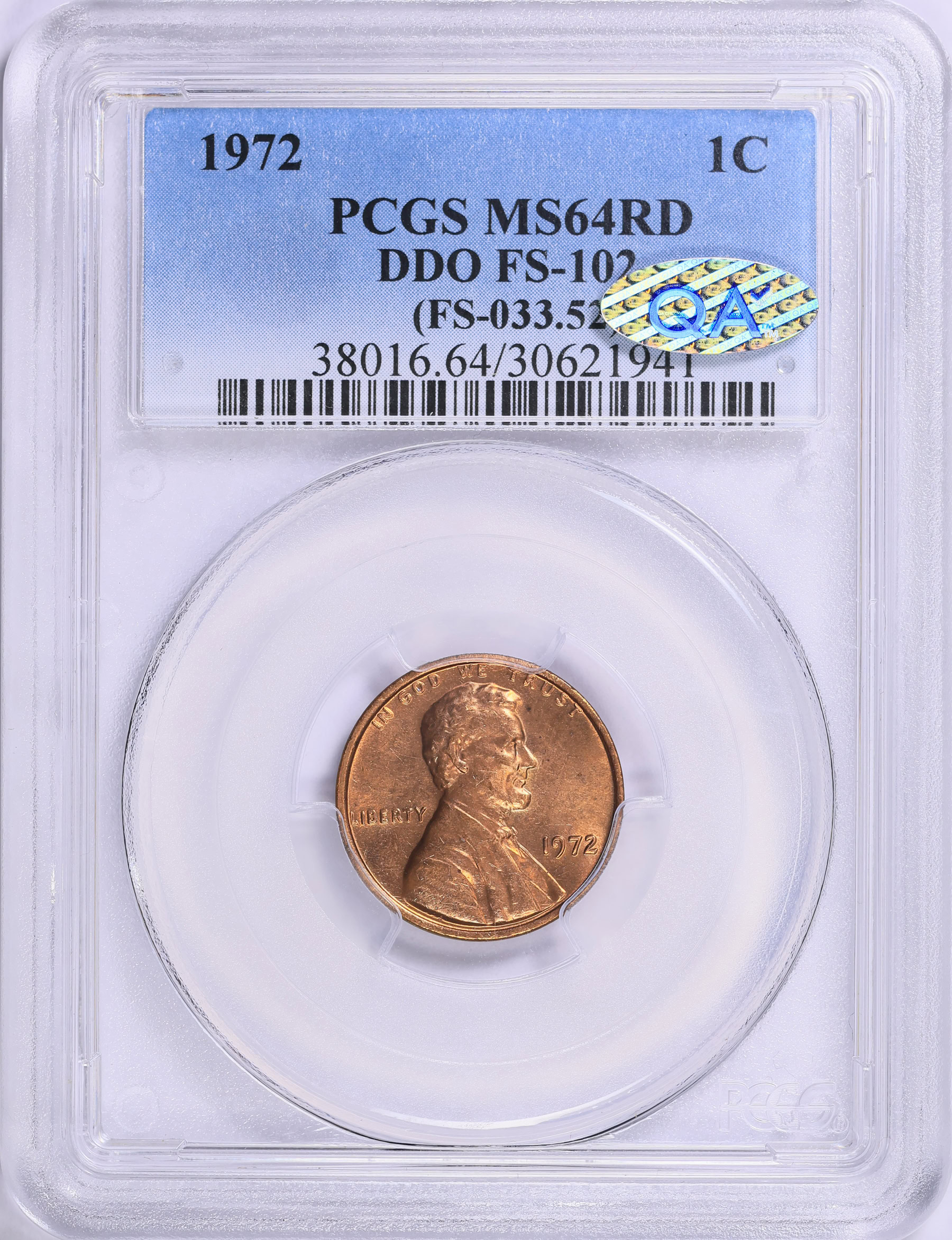1972 Lincoln Cent Doubled Die Obverse FS-102 (FS-033.52) PCGS MS-64 RD ...